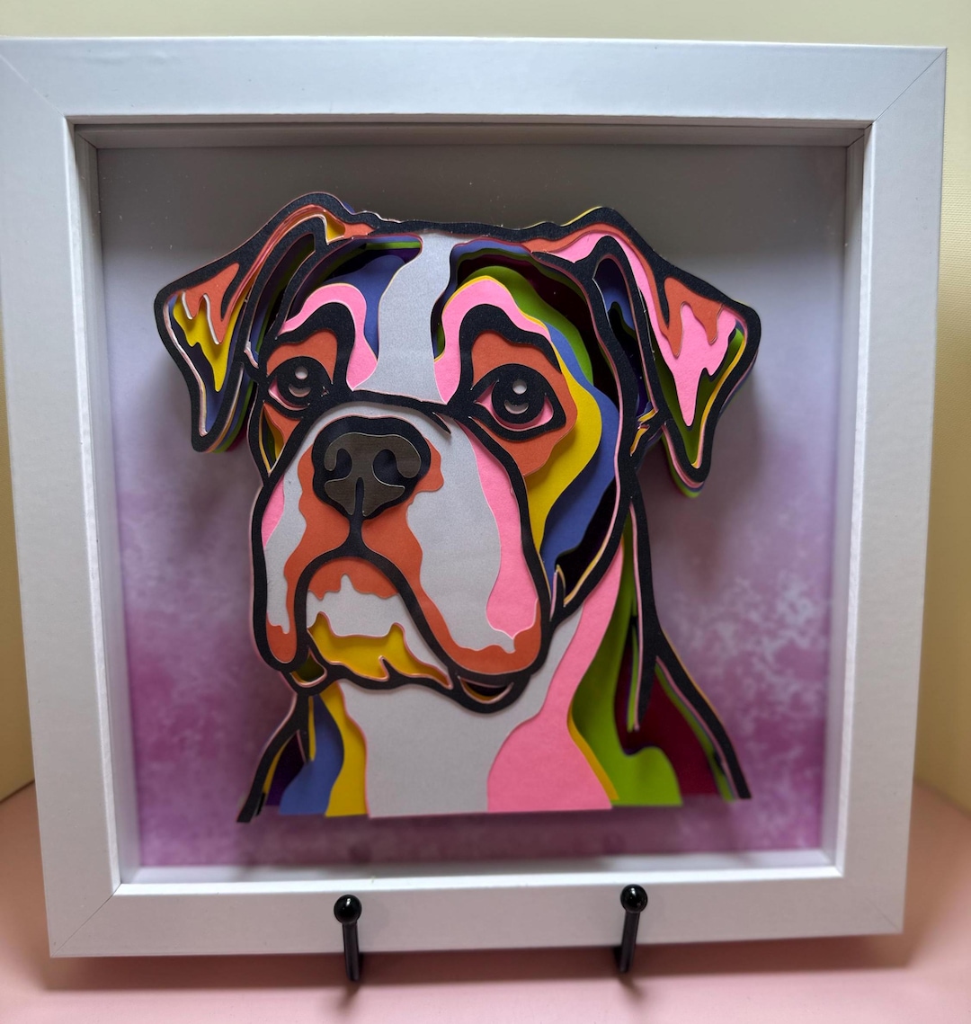 Boxer Shadowbox, Layered Art, Boxer, Framed Art, 3D Layered Papercut ...