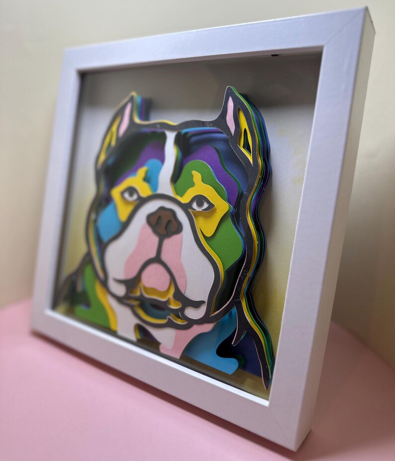 American Bully Shadowbox, Layered Art, American Bully, Framed Art, 3D ...
