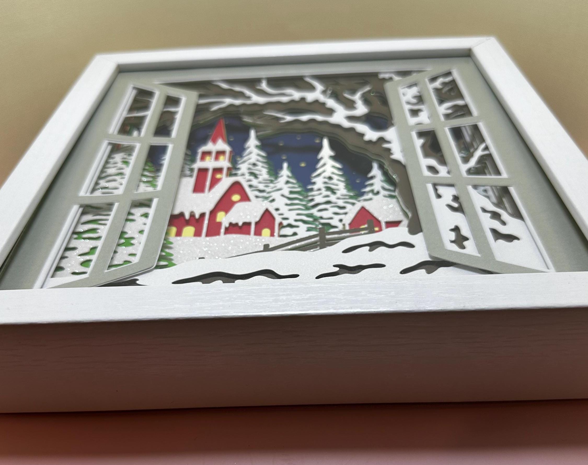 Wintery Church Shadow Box - Etsy