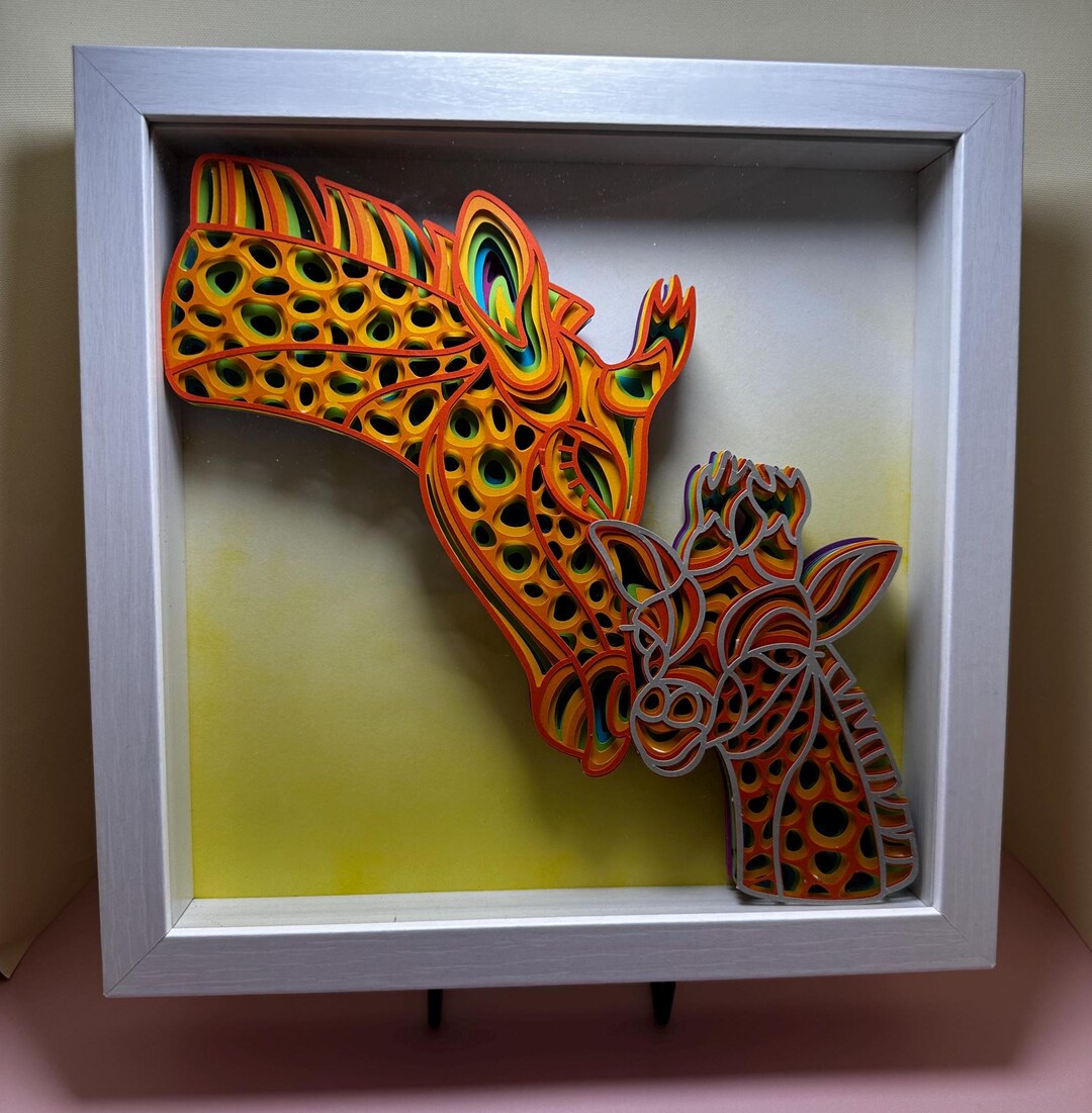 Giraffe Mother and Baby 3D Layered Papercut Shadowbox Art - Etsy