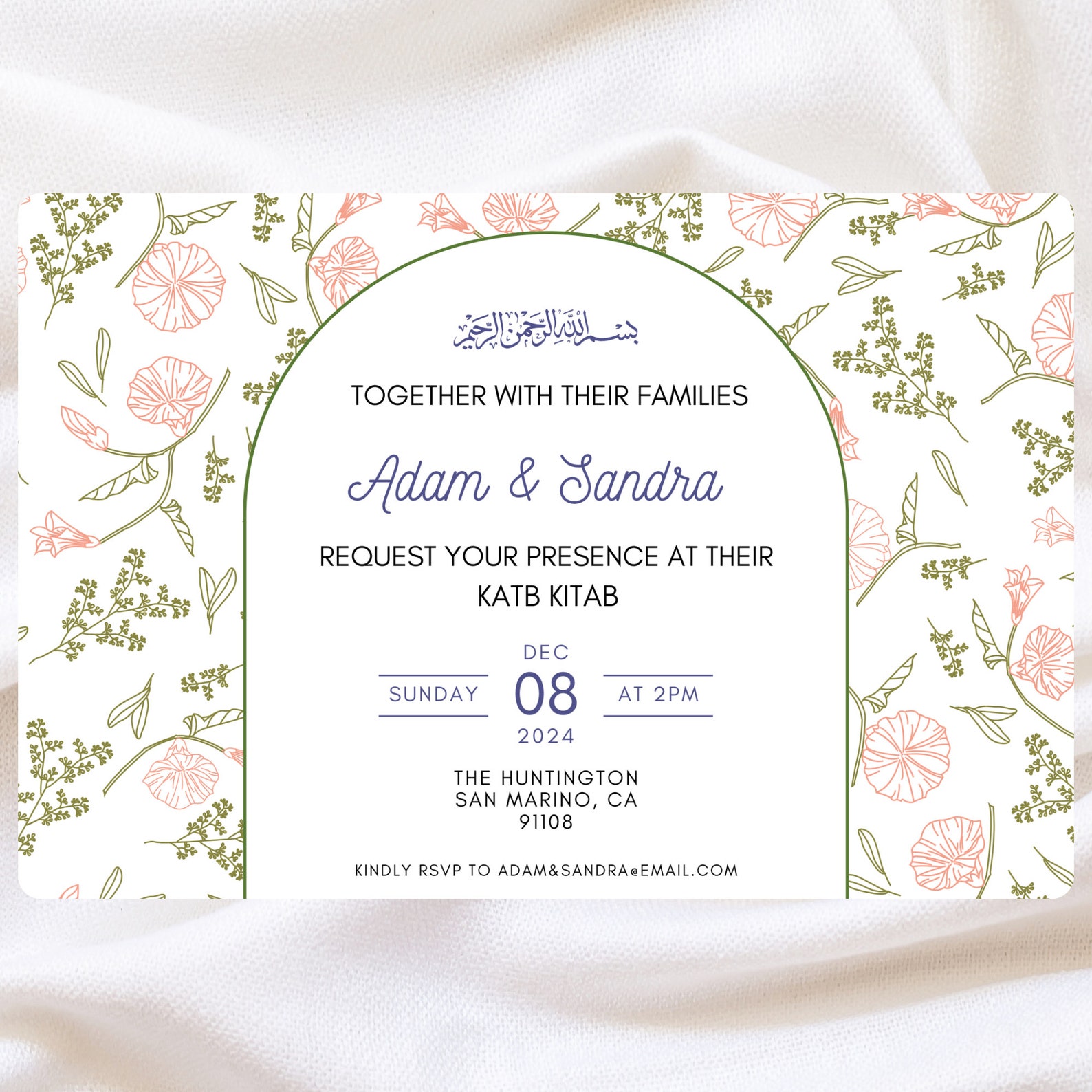 Katb Kitab Invitation Template, Customizable Invitation, Nikah ...