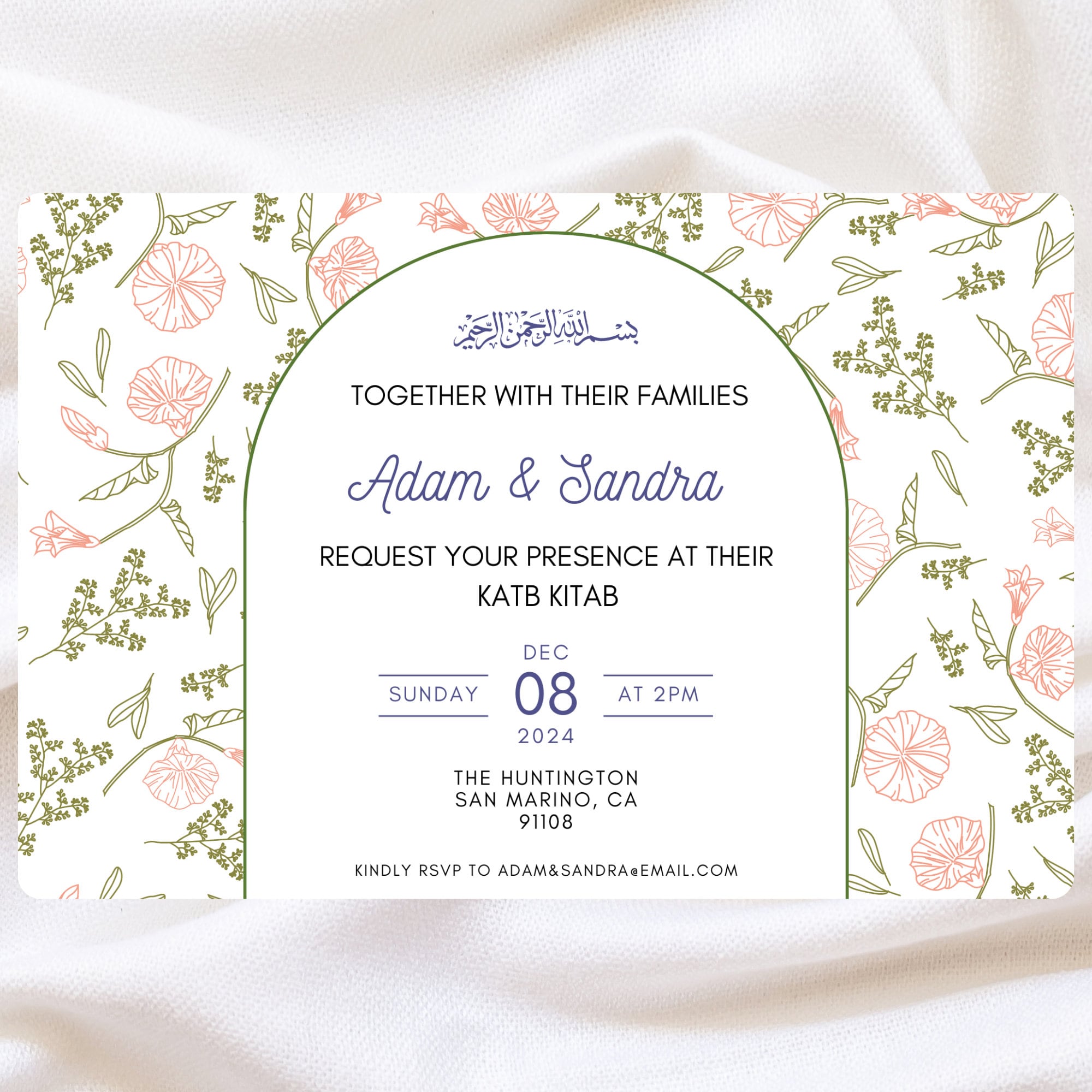 Katb Kitab Invitation Template, Customizable Invitation, Nikah ...