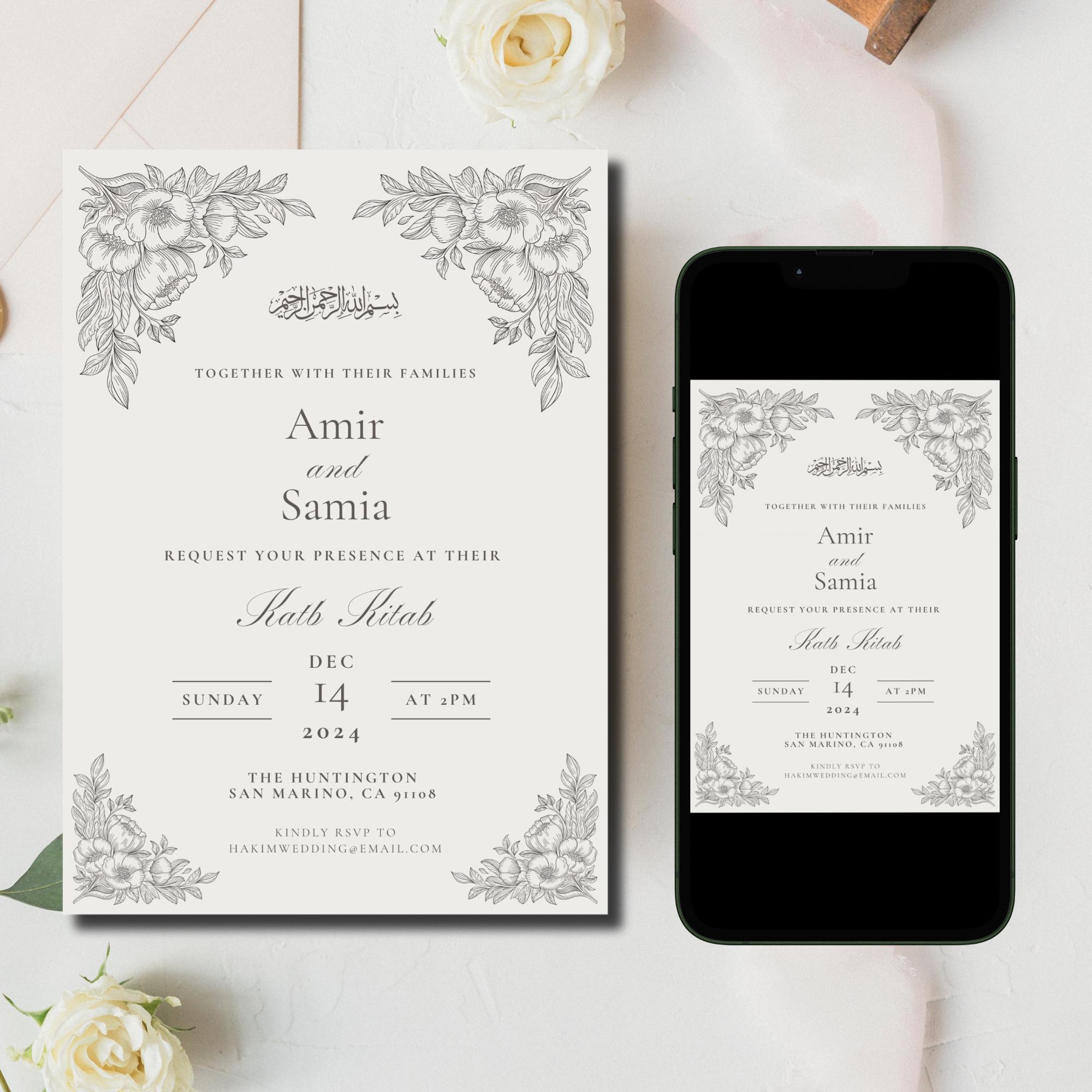 Editable Katb Kitab Invitation, Customizable Template, Nikah Digital ...