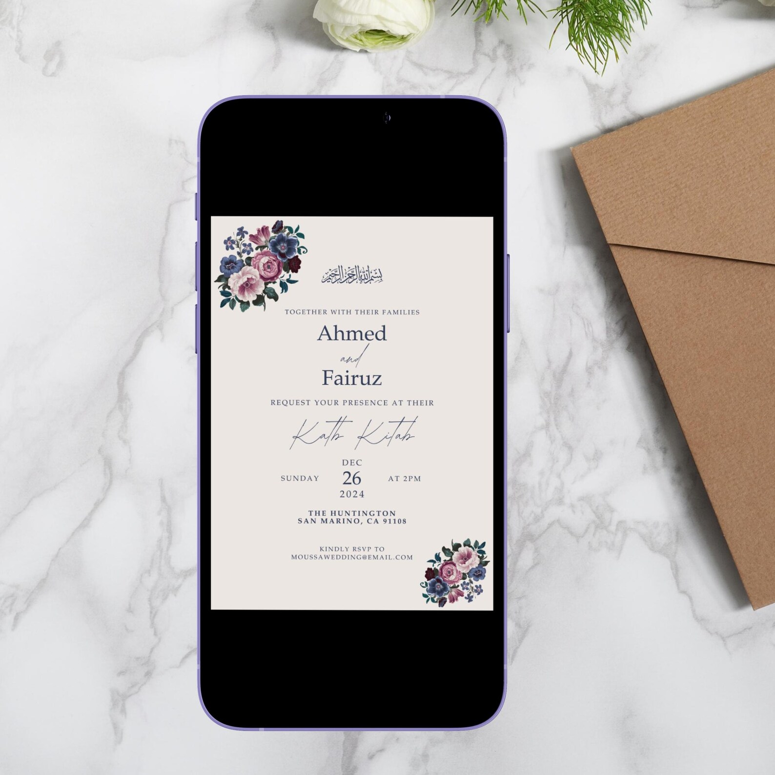 Editable Katb Kitab Invitation, Customizable Template, Nikah Digital ...