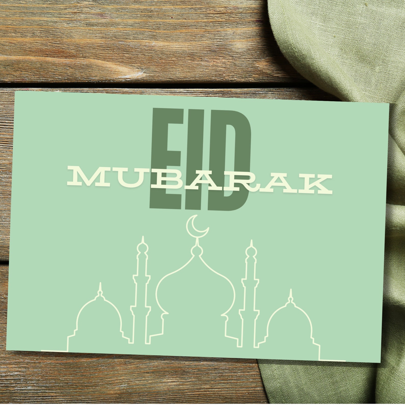 Editable Eid Family Greeting Card, Eid Al-adha Card, Eid Mubarak Card ...