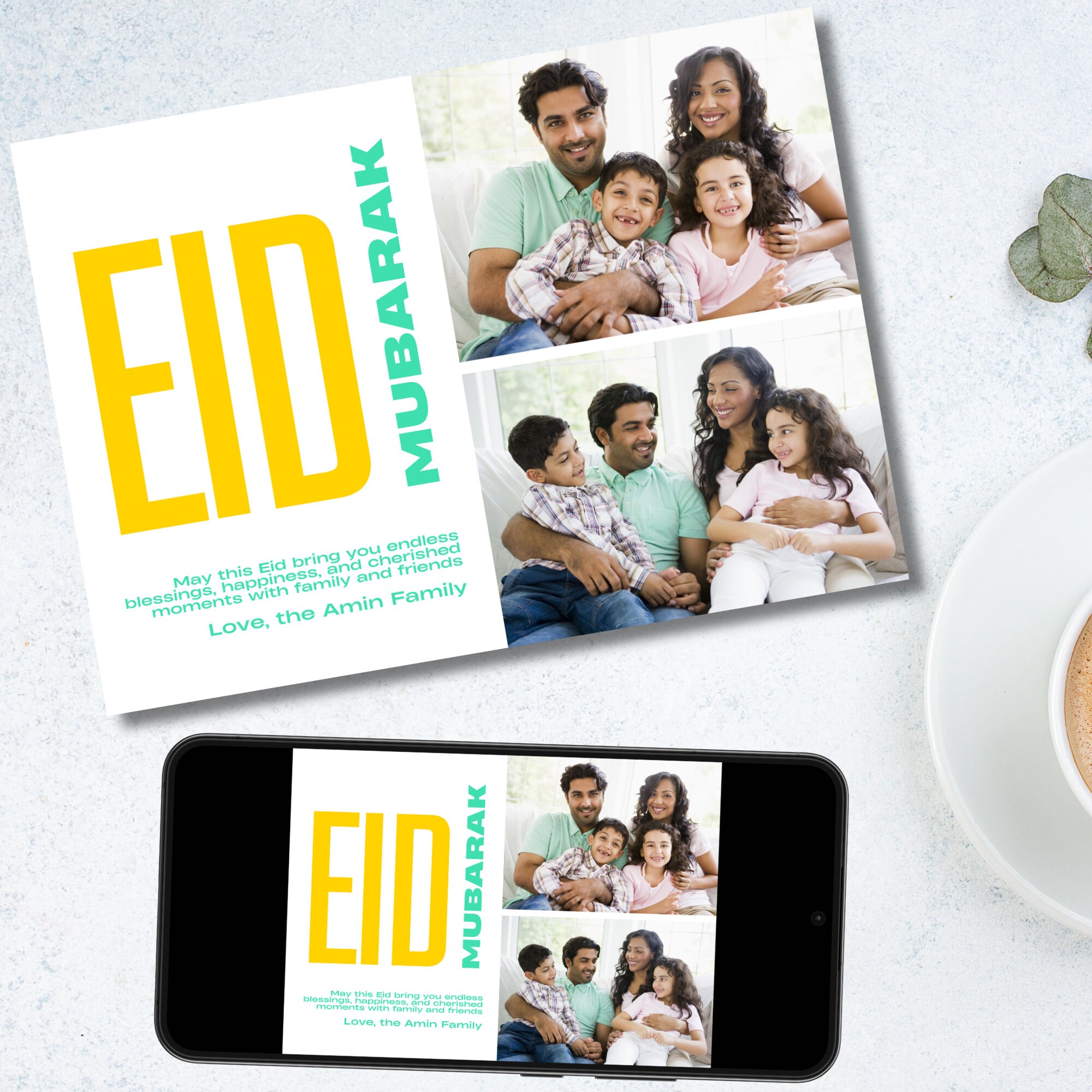 Editable Eid Al-fitr Greeting Card, Eid Mubarak Card, Digital Eid Card ...