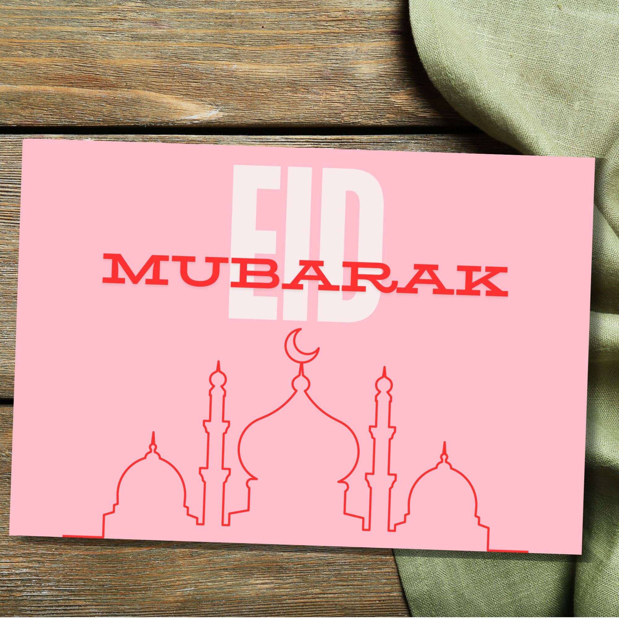 Editable Eid Family Greeting Card, Eid Al-adha Card, Eid Mubarak Card ...