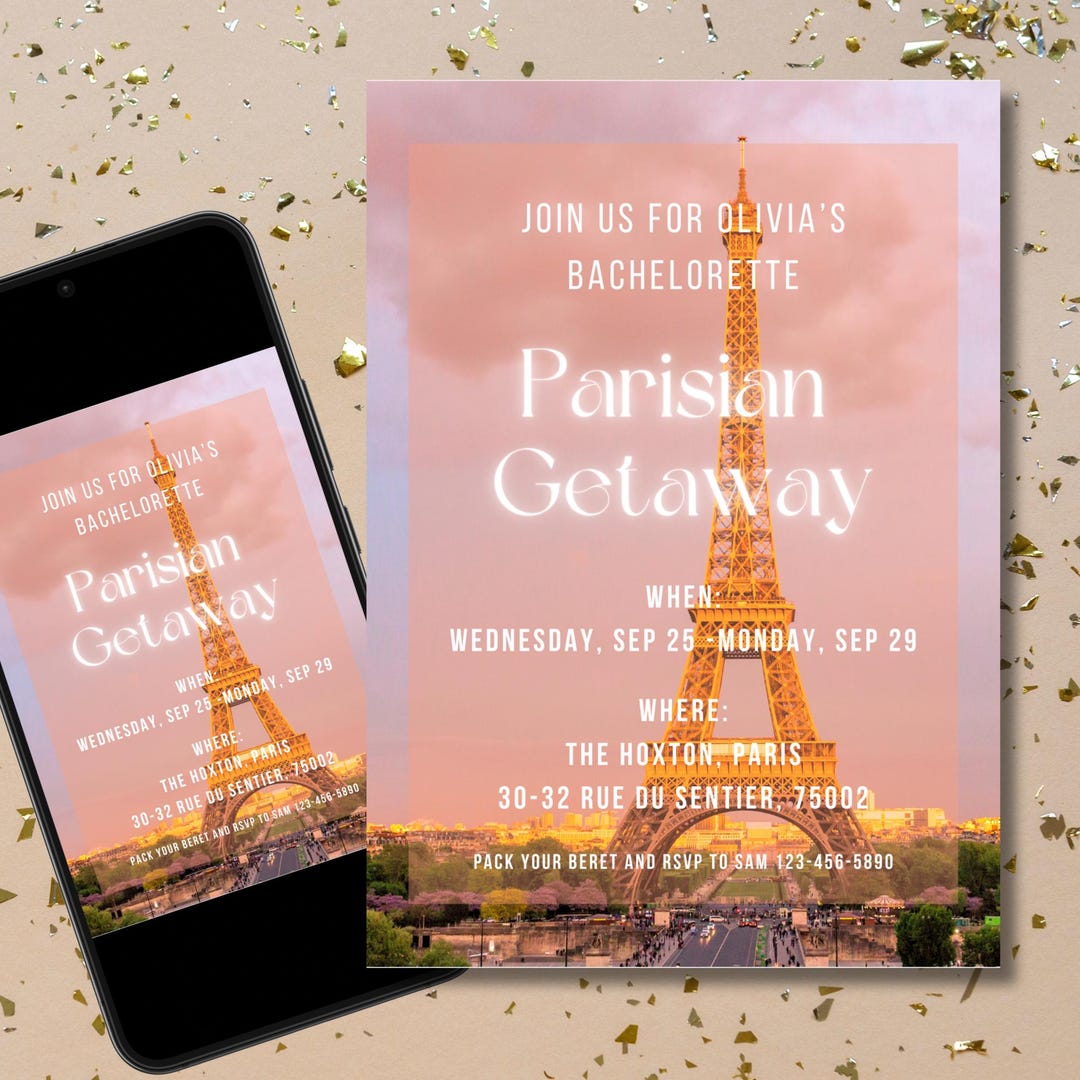 Editable Paris Bachelorette Party Invitation, Parisian Bach ...