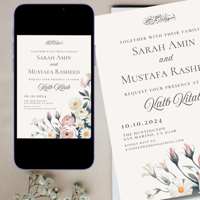Editable Katb Kitab Invitation, Customizable Template, Nikah Digital ...