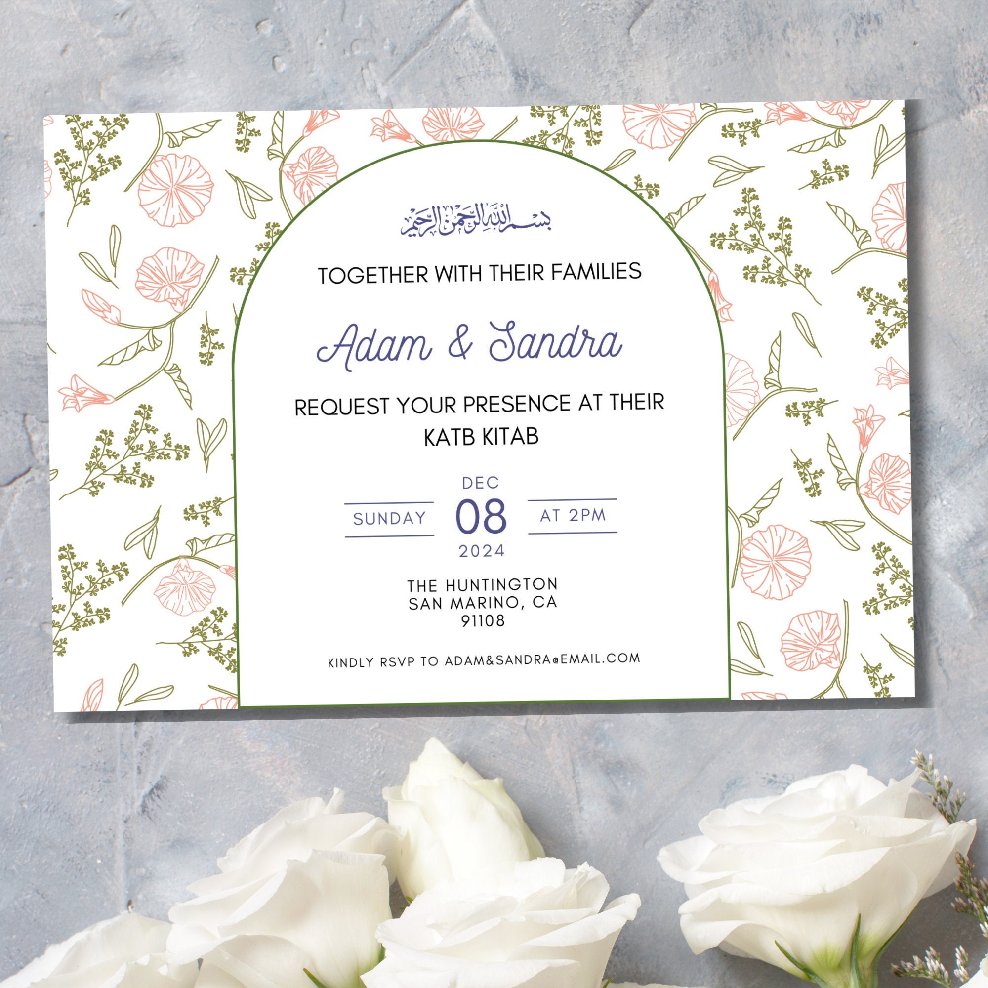 Katb Kitab Invitation Template, Customizable Invitation, Nikah ...