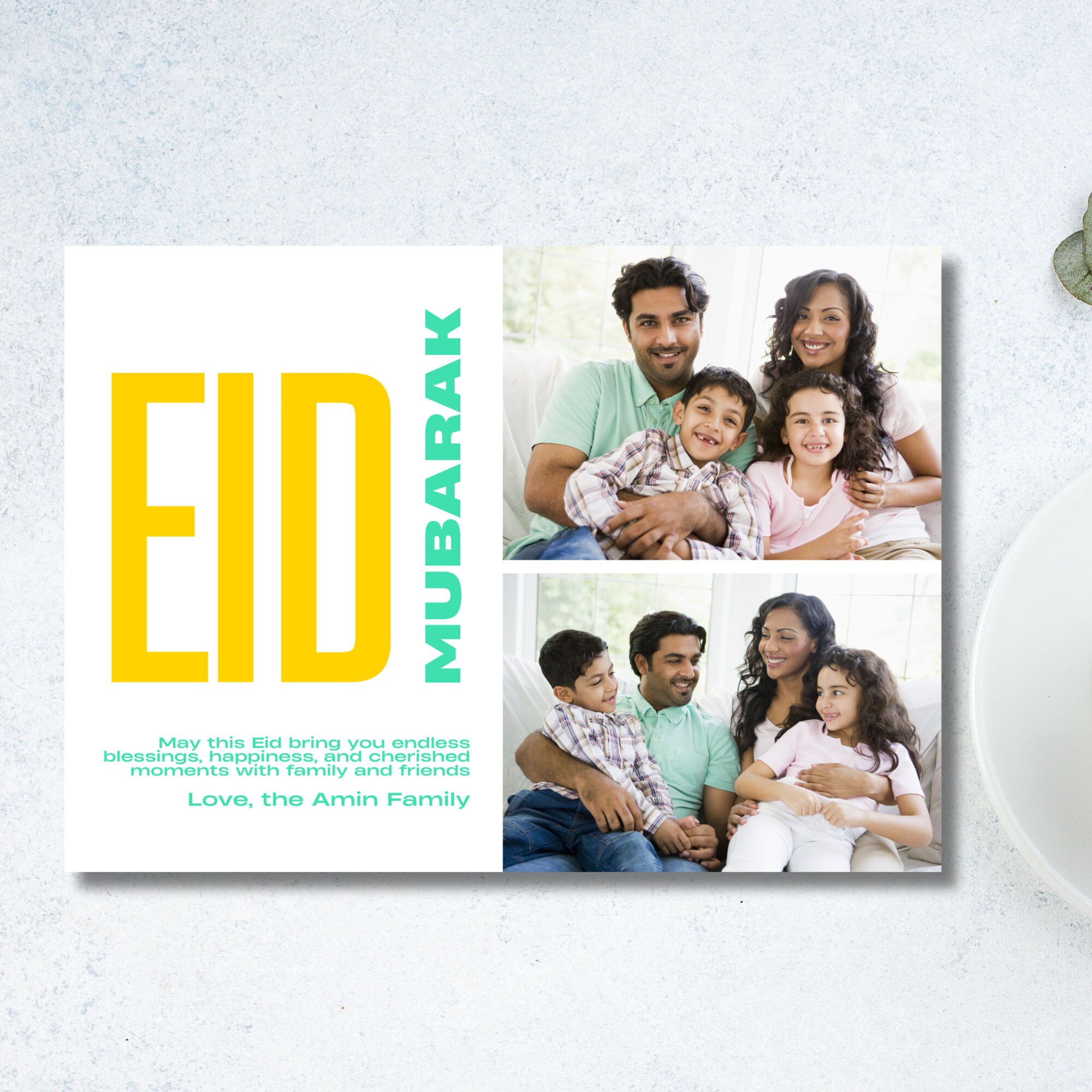 Editable Eid Family Greeting Card, Eid Al-adha Card, Printable Eid Card ...