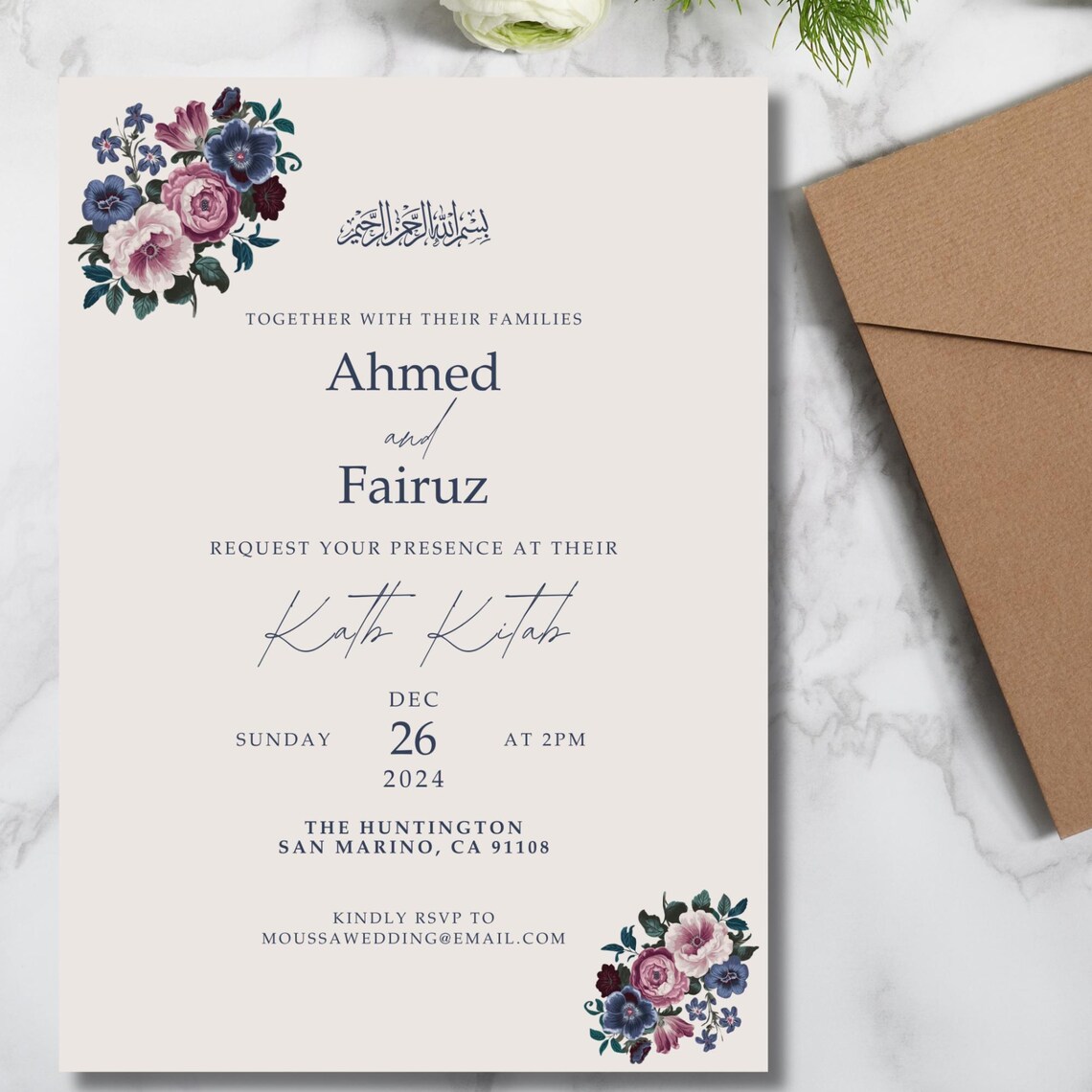 Editable Katb Kitab Invitation, Customizable Template, Nikah Digital ...