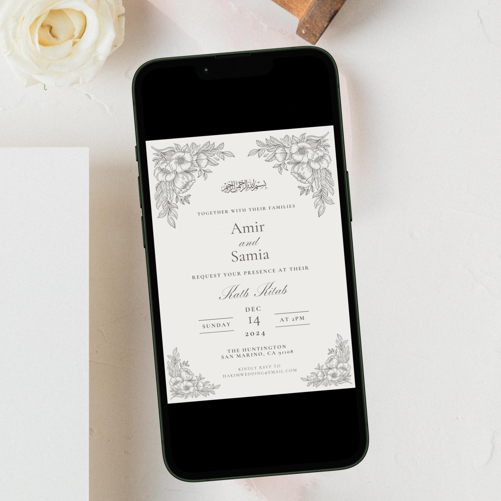Editable Katb Kitab Invitation, Customizable Template, Nikah Digital ...