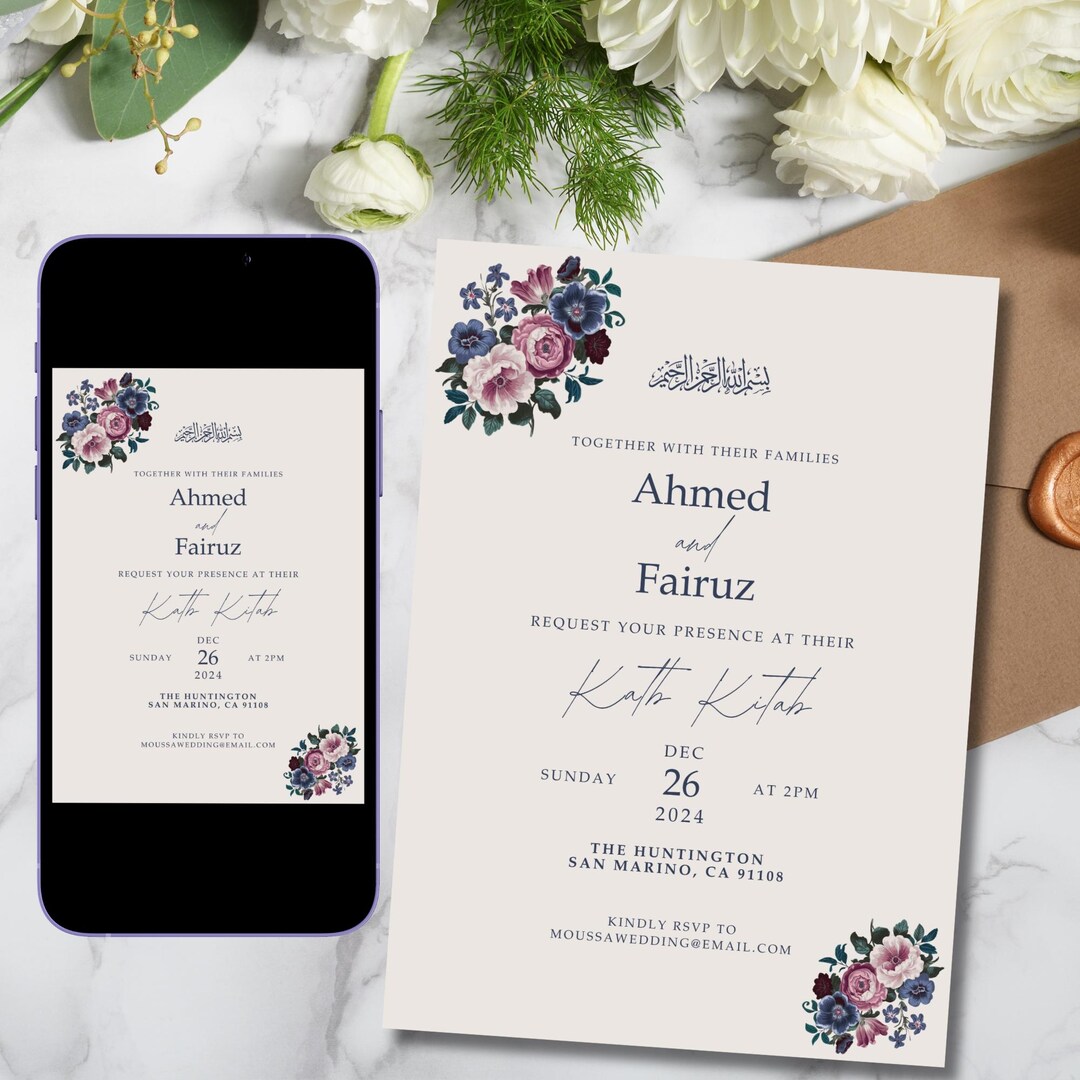 Editable Katb Kitab Invitation, Customizable Template, Nikah Digital ...