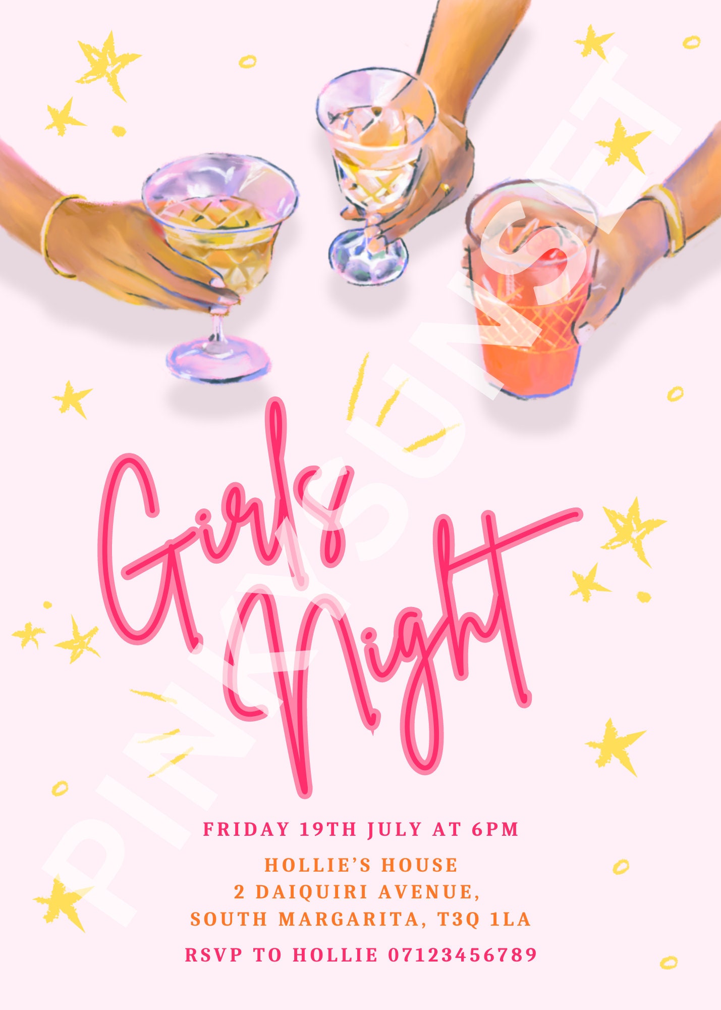 Girls Night Digital Invitation Template - Etsy