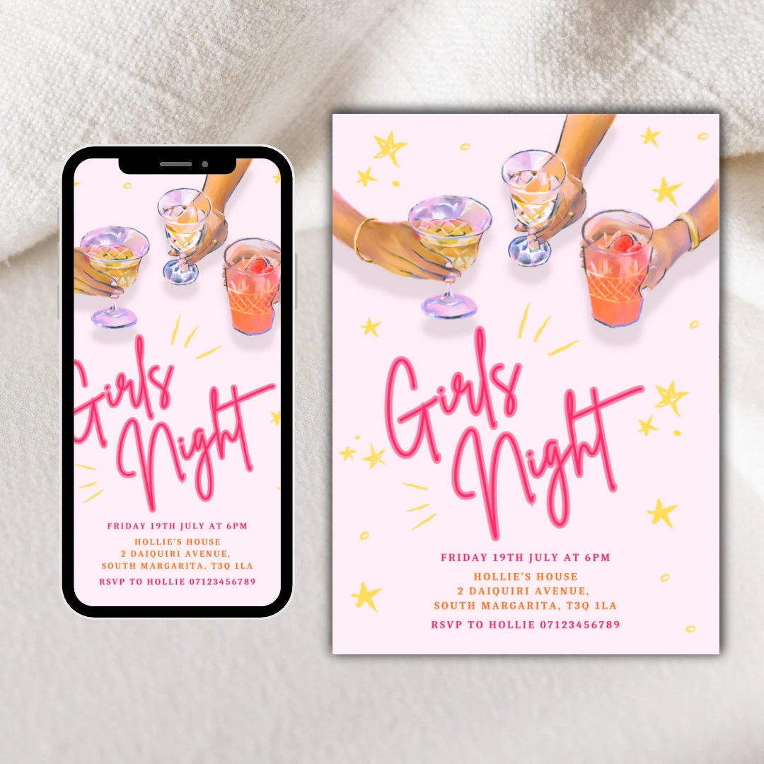 Girls Night Digital Invitation Template - Etsy