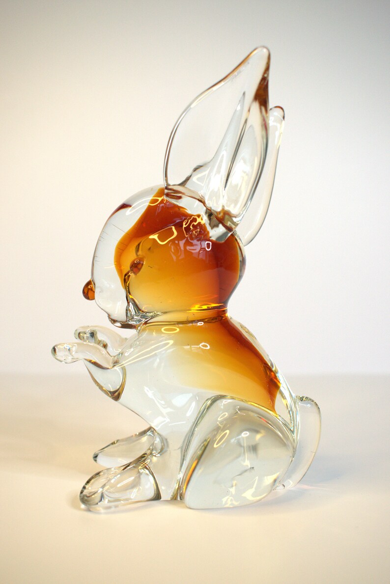 Murano Glass Rabbit 1960s Vintage Bunny Amber & Clear Sommerso Cenedese ...