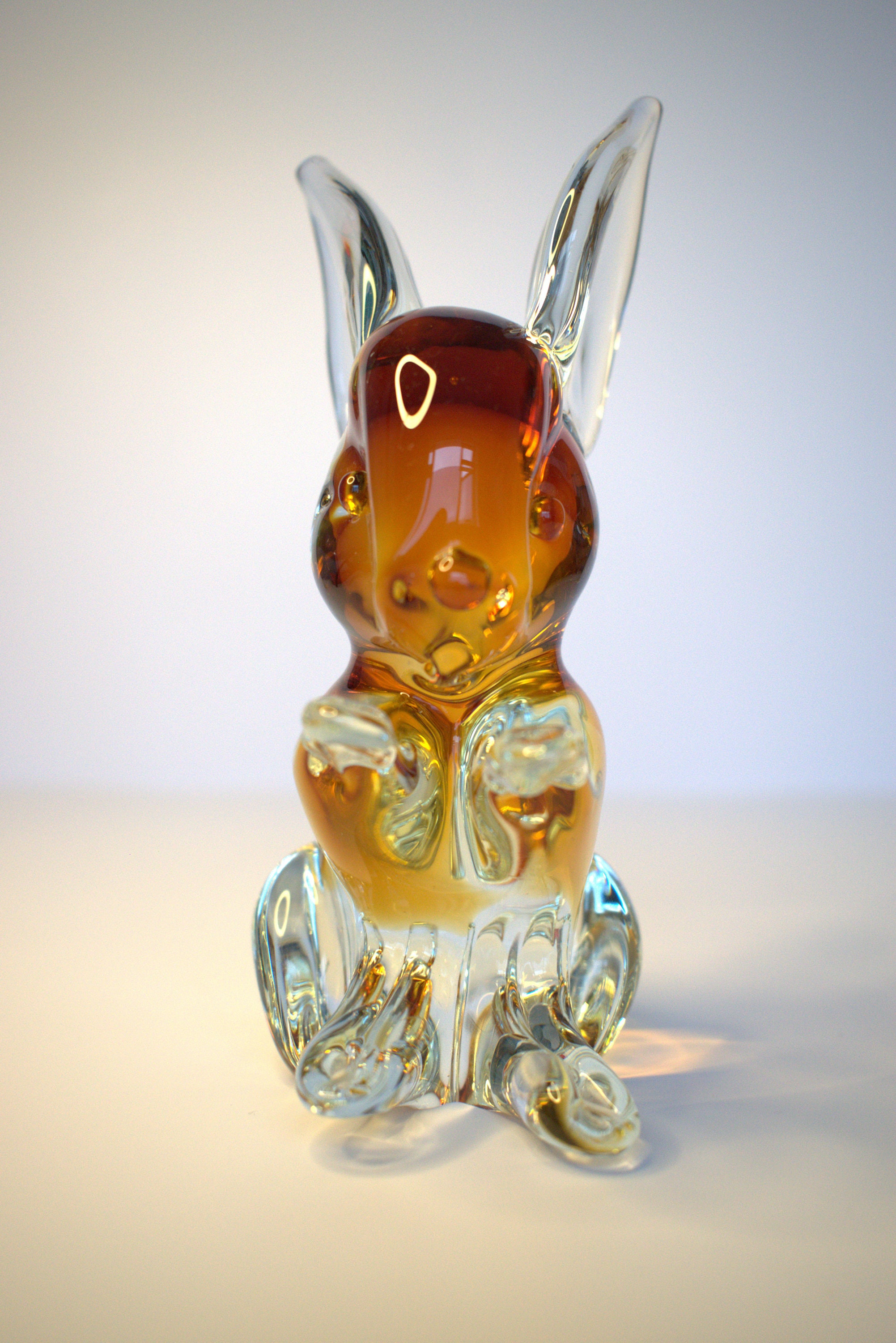 Murano Glass Rabbit 1960s Vintage Bunny Amber & Clear Sommerso Cenedese ...