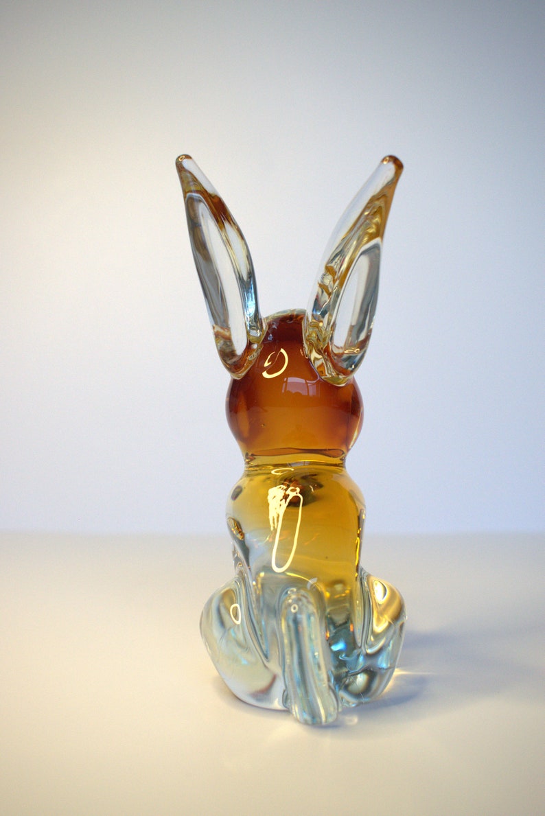 Murano Glass Rabbit 1960s Vintage Bunny Amber & Clear Sommerso Cenedese ...