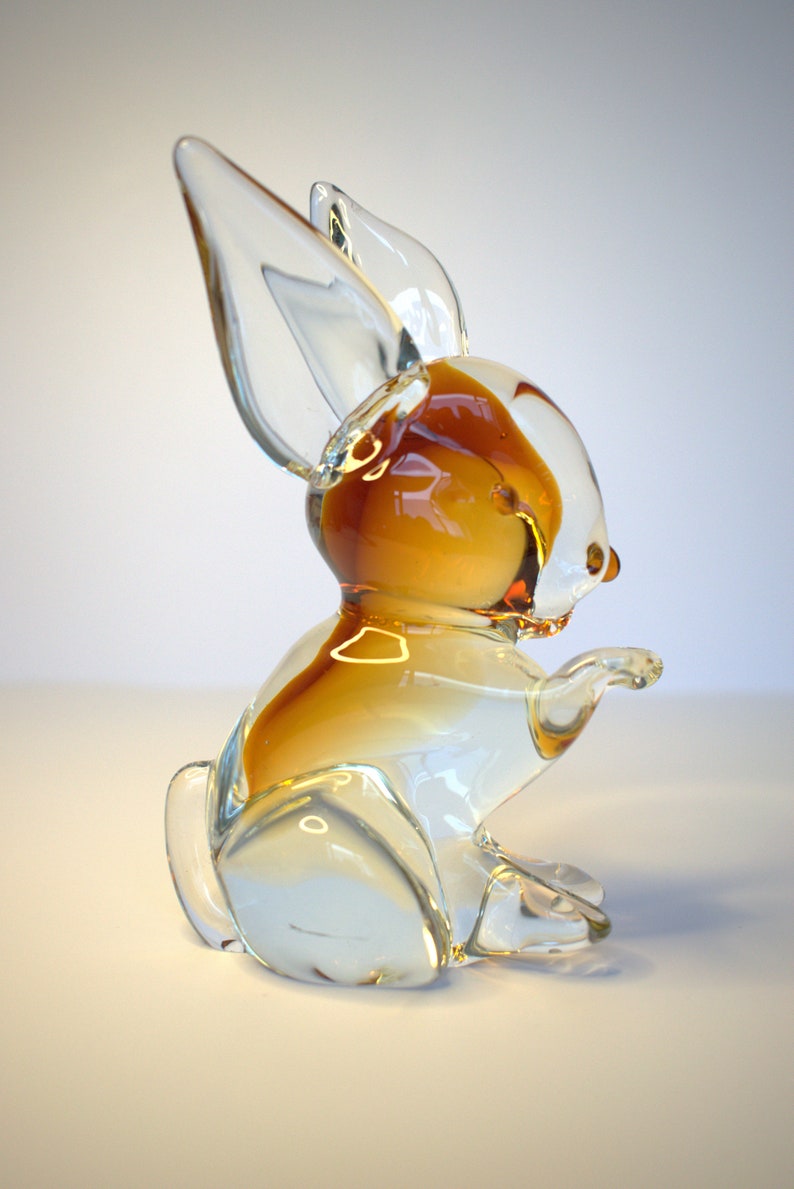 Murano Glass Rabbit 1960s Vintage Bunny Amber & Clear Sommerso Cenedese ...