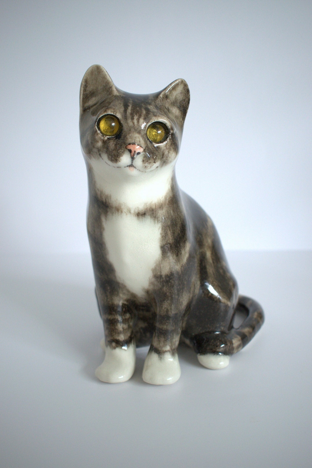 Vintage Winstanley Pottery - Sitting Brown & White Tabby Cat - Size 3 ...
