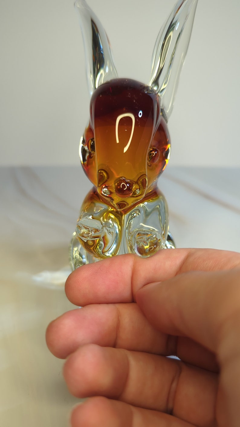 Murano Glass Rabbit 1960s Vintage Bunny Amber & Clear Sommerso Cenedese ...