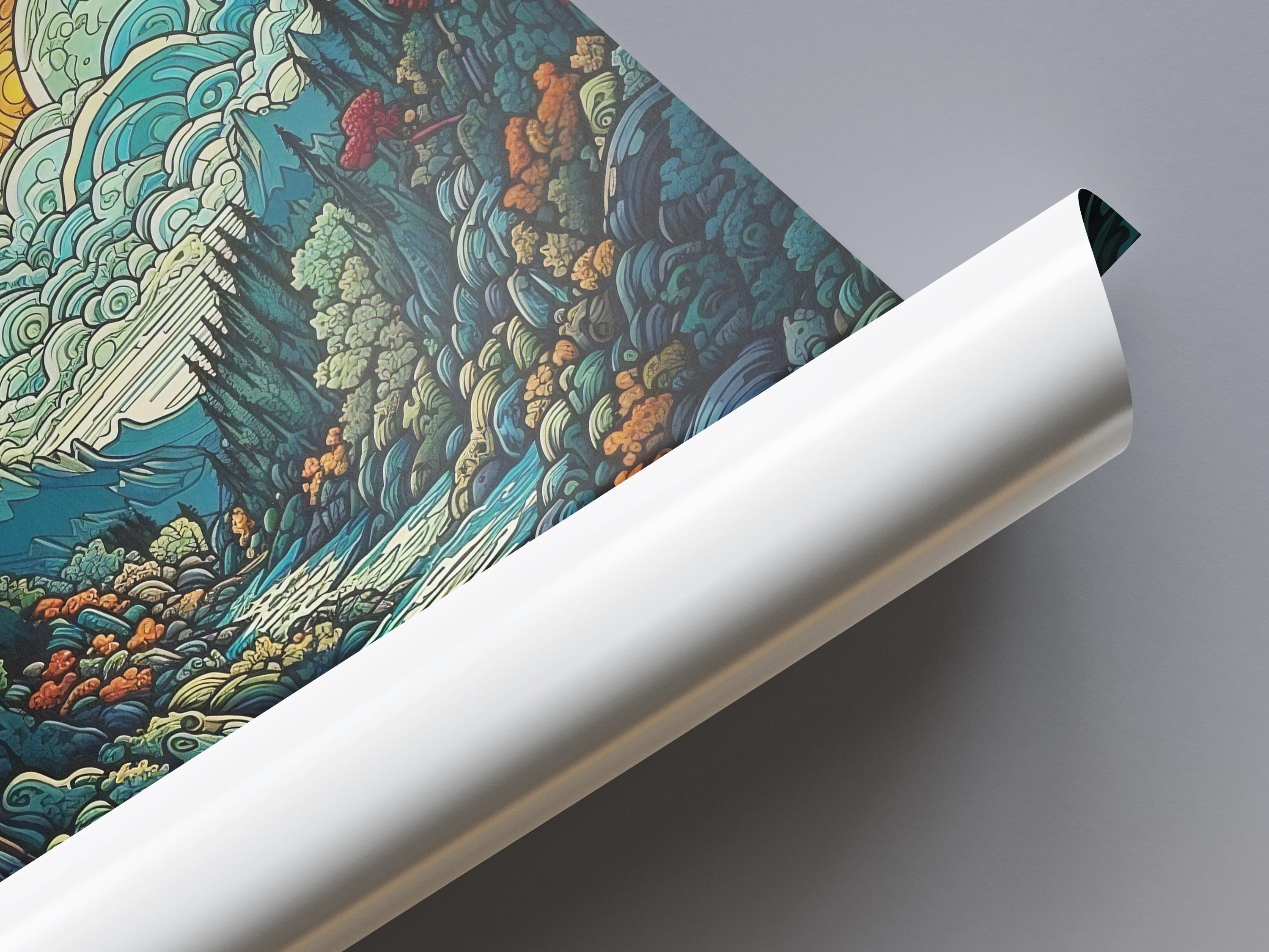 Hokusai Ukiyo-e Japanese Wall Art, Landscape Poster, Print Blue Green ...