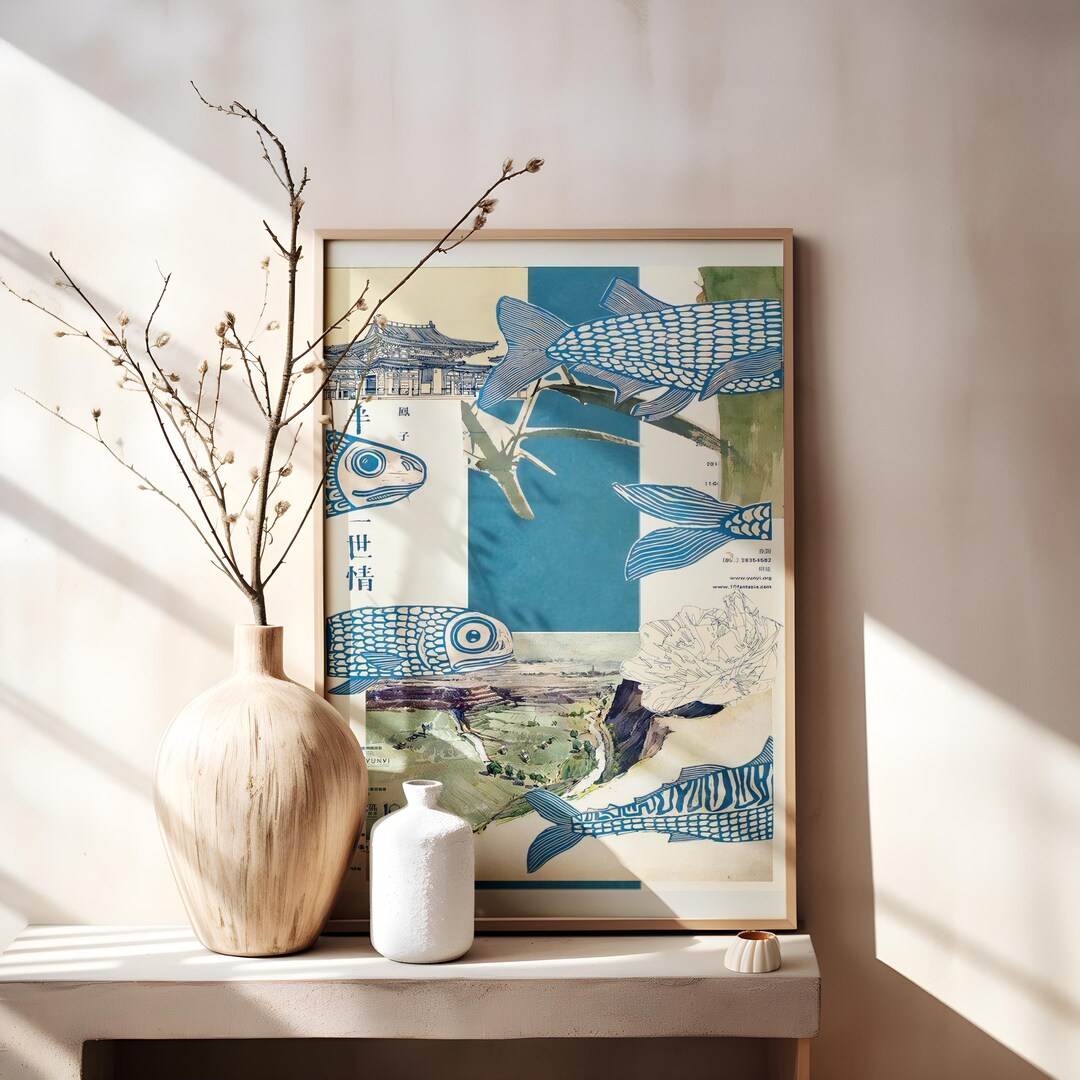Koi Print, Japanese Print, Vintage Print, Printable Wall Art, Trendy Wall Art, Aesthetic Wall ...