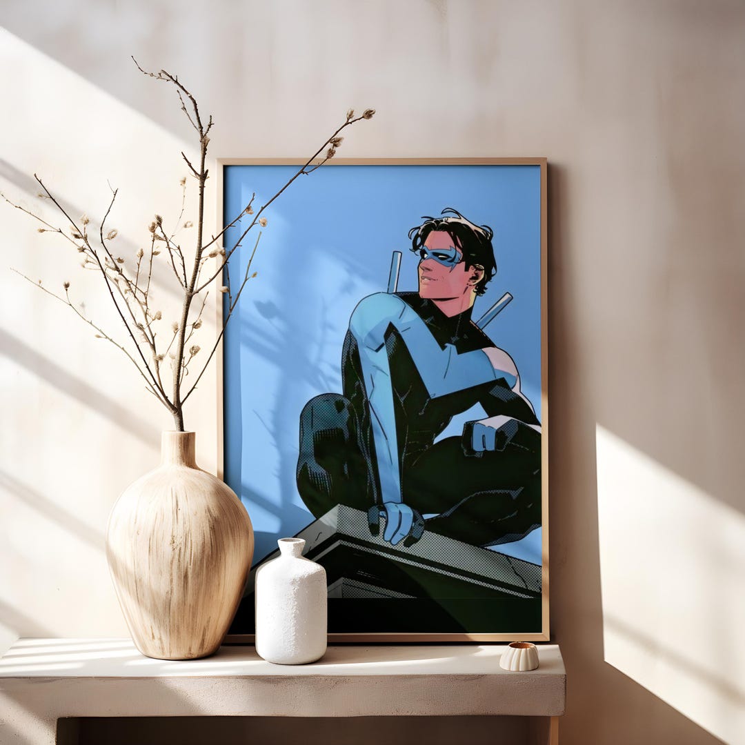 Nightwing Guardian of the Shadows Poster, Nightwing Art Poster, DC ...