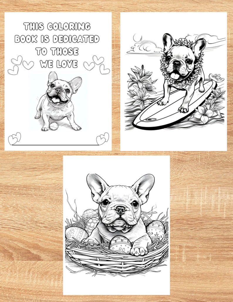 French Bulldog Coloring Book Adorable Printable Pages for Adults and ...