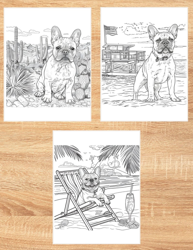 French Bulldog Coloring Book Adorable Printable Pages for Adults and ...