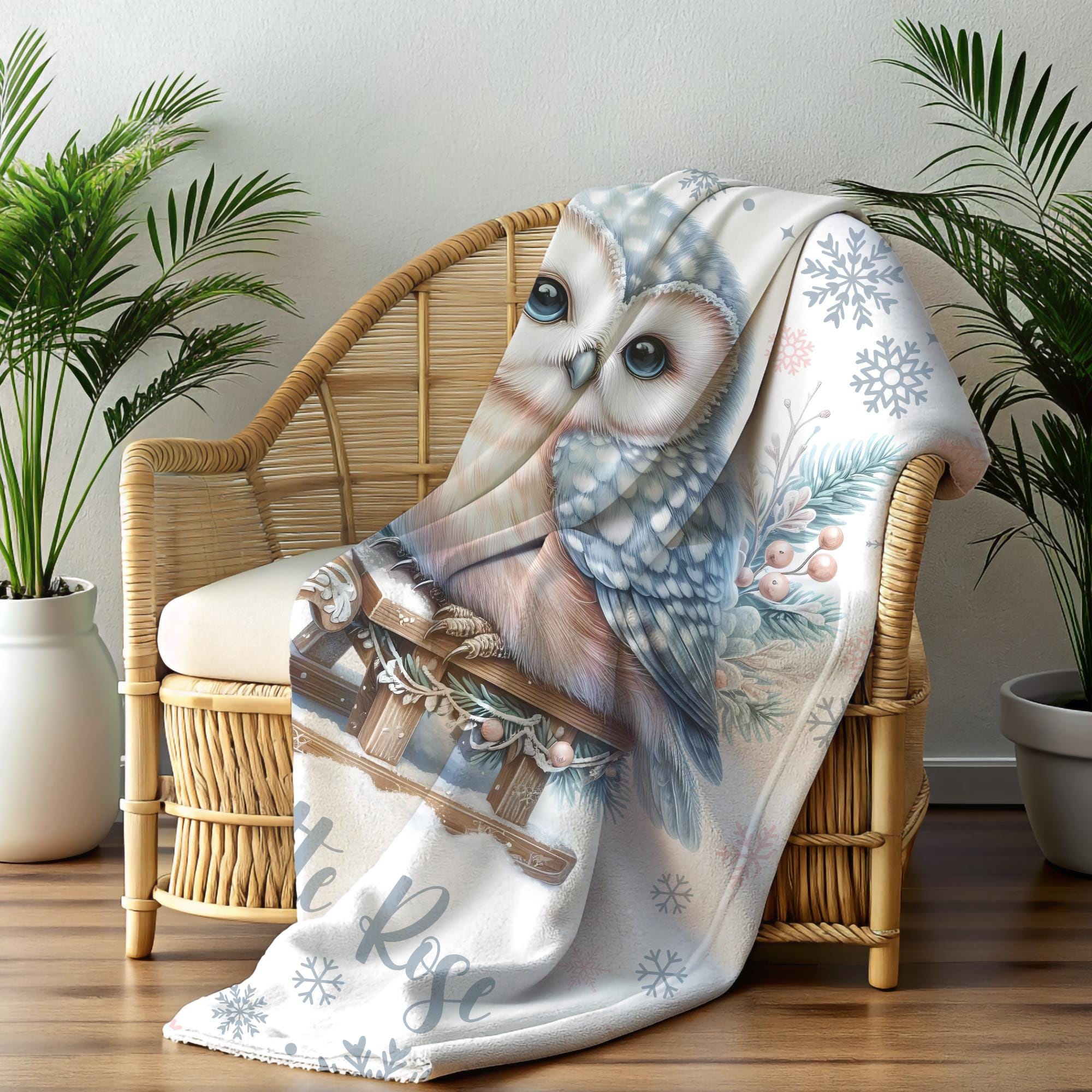 Personalized Owl Baby Blanket, Baby Shower Gift, Baby's First Christmas ...