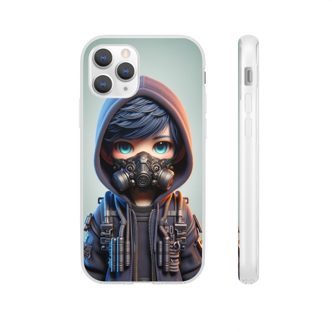 Cyberpunk Chibi Anime Boy Phone Case for iPhone 15-11 Mini Max Promax ...