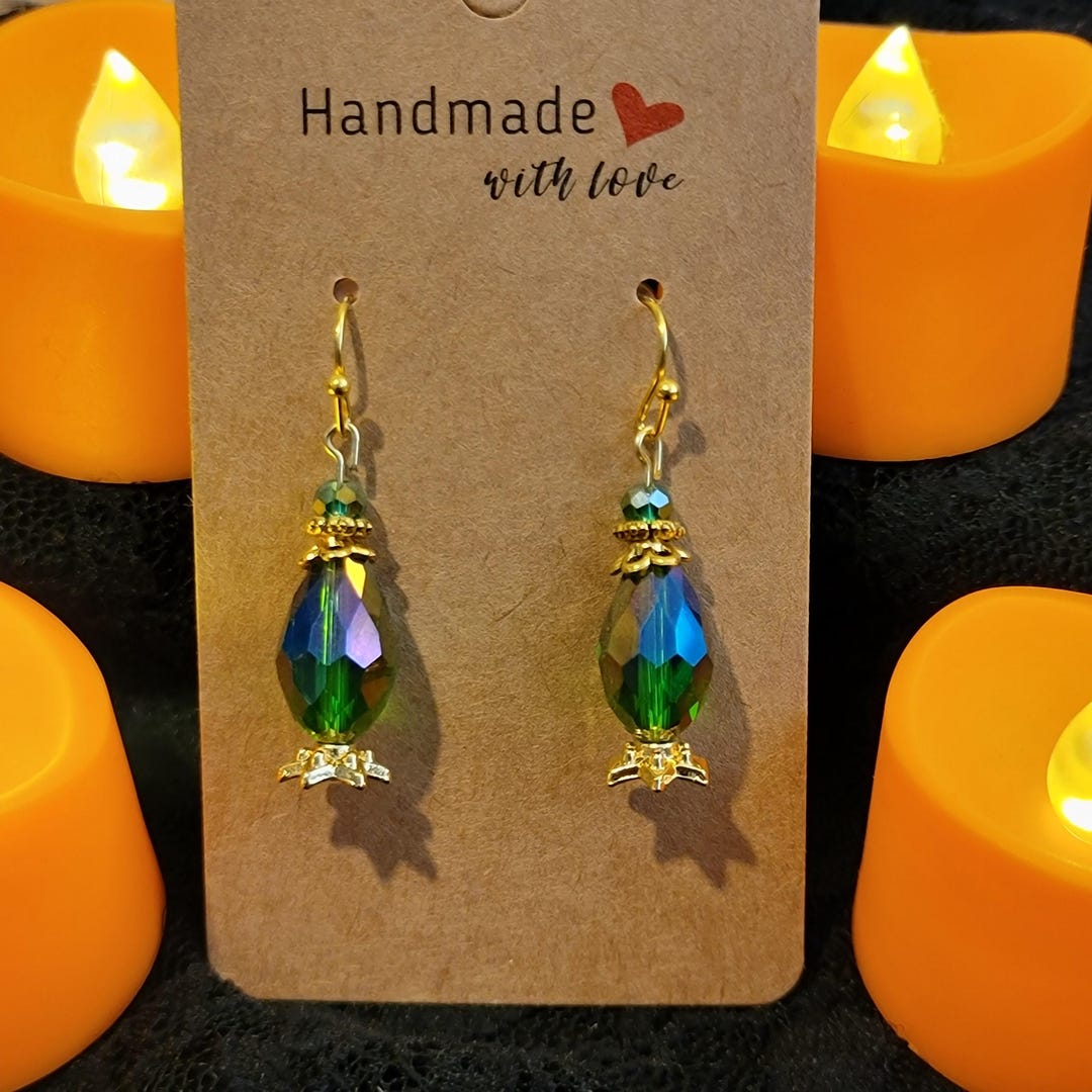 Dark Green Teardrop Potion Bottle Earrings - Etsy
