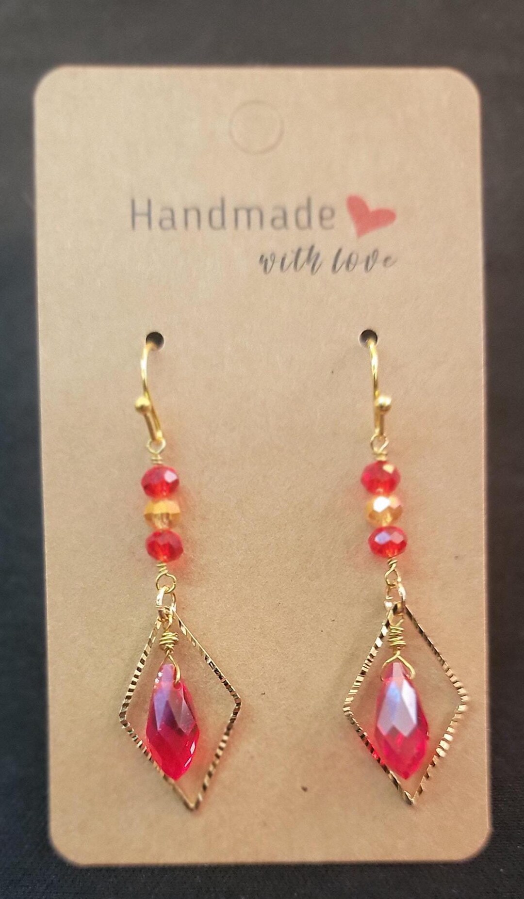 Red Teardrop Triangle Dangles - Etsy