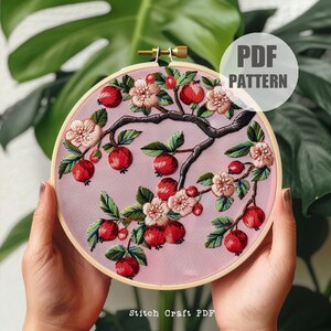 Berries and Flowers Hand Embroidery Pattern, Cute Berries Decor, Red ...