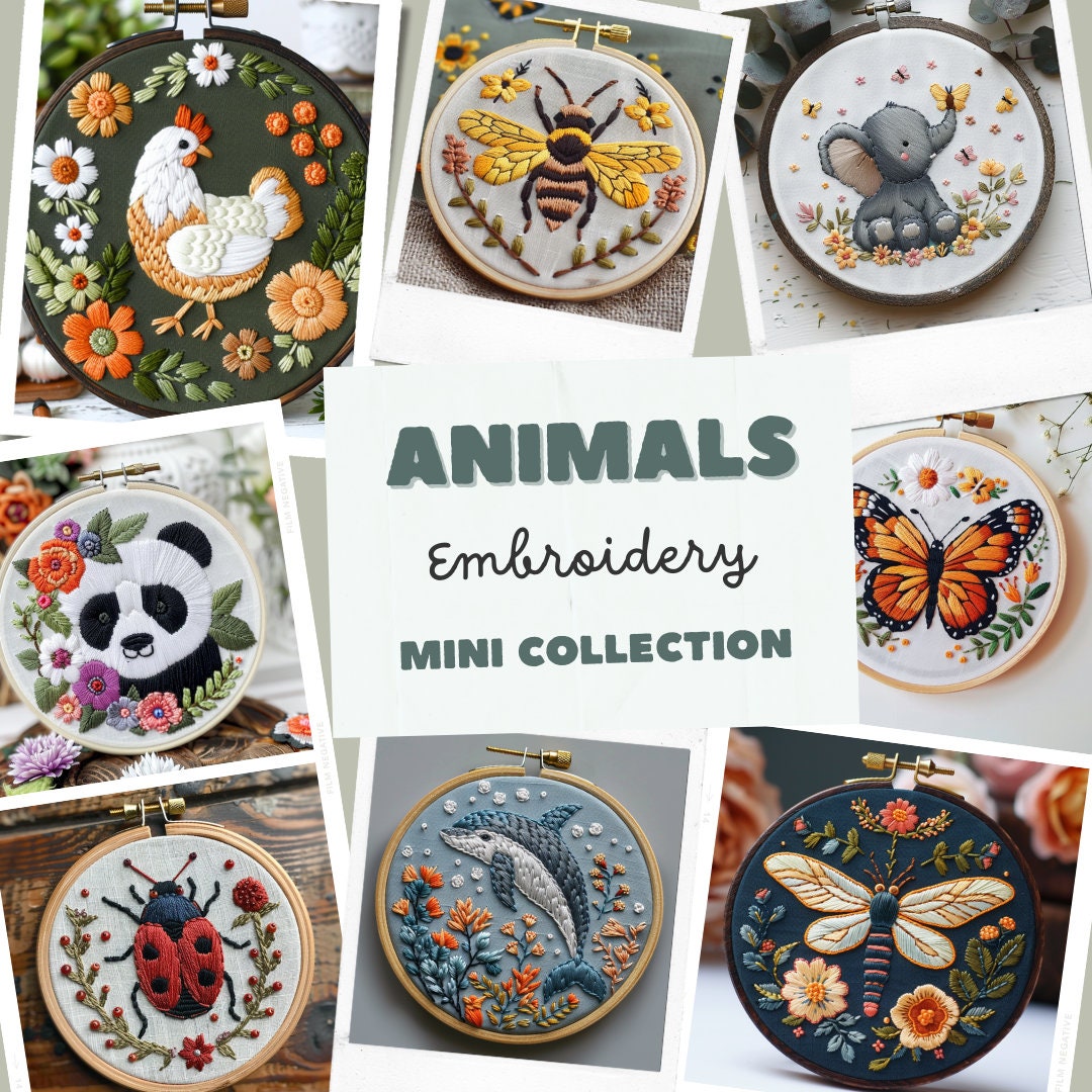 Animals Embroidery Patterns: Mini Collection Bundle (PDF Download) - Etsy