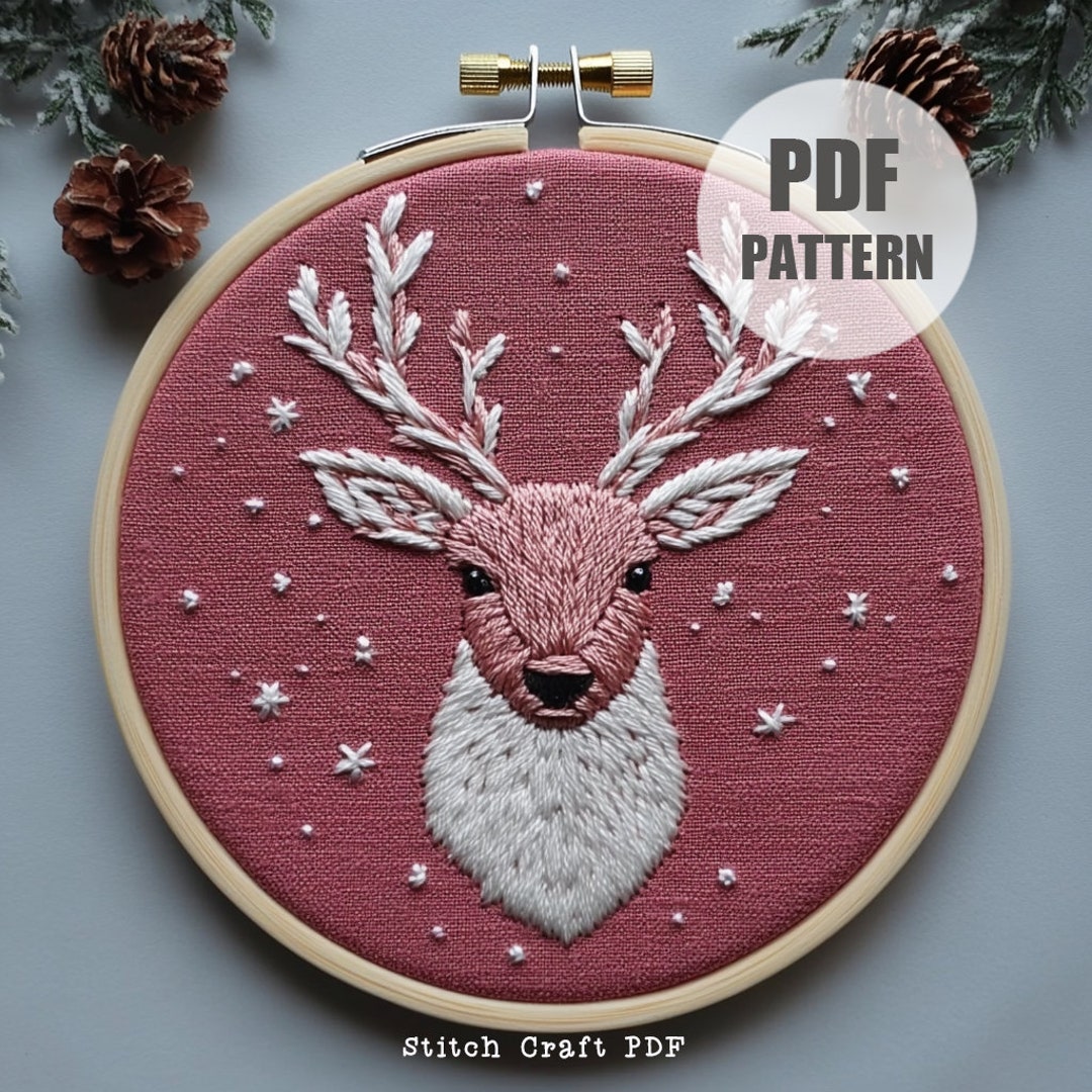 Cute Deer Embroidery Pattern Embroidery, Reindeer Pattern, Hand ...