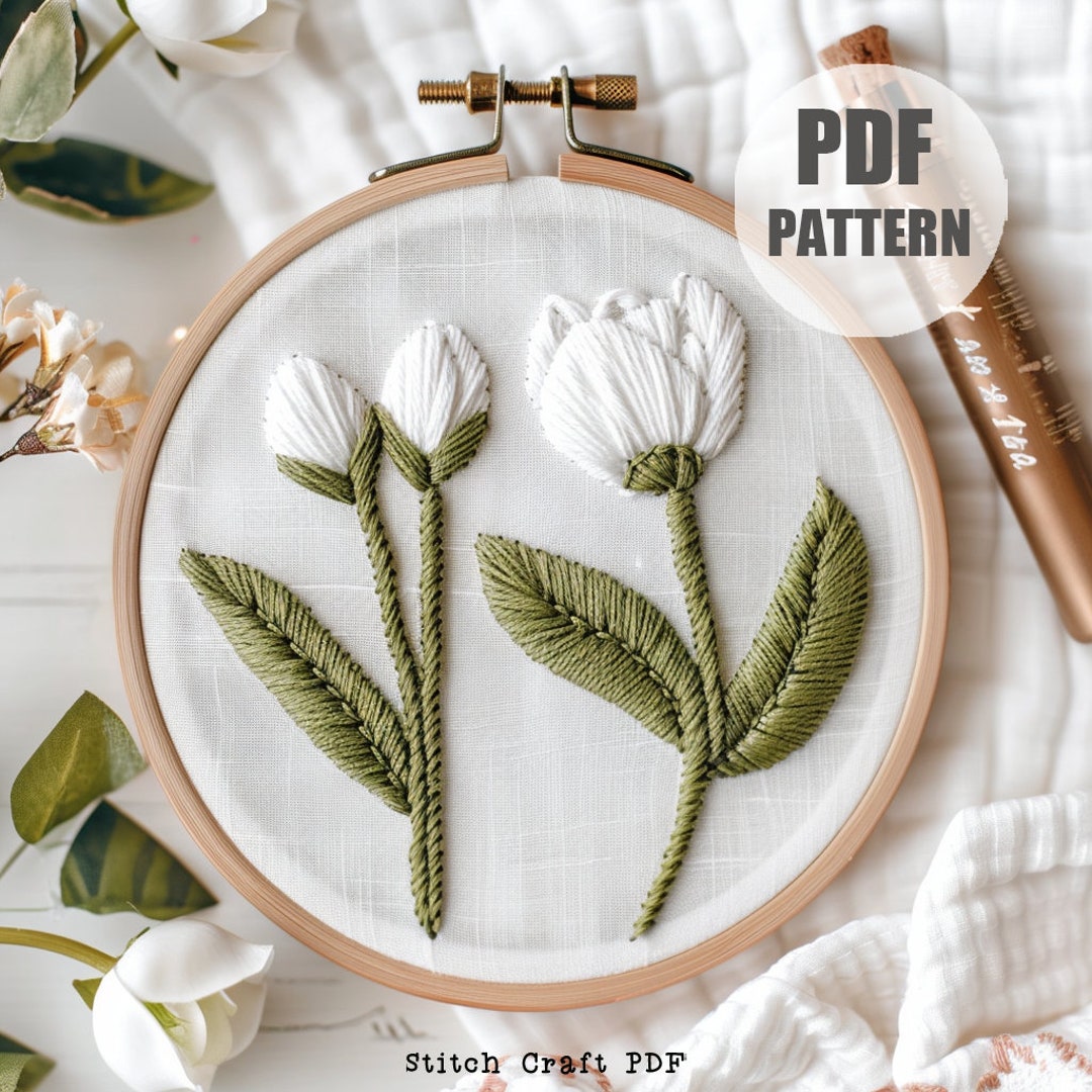 Simpie Tulips Hand Embroidery, Instant Download, Embroidery Pattern ...