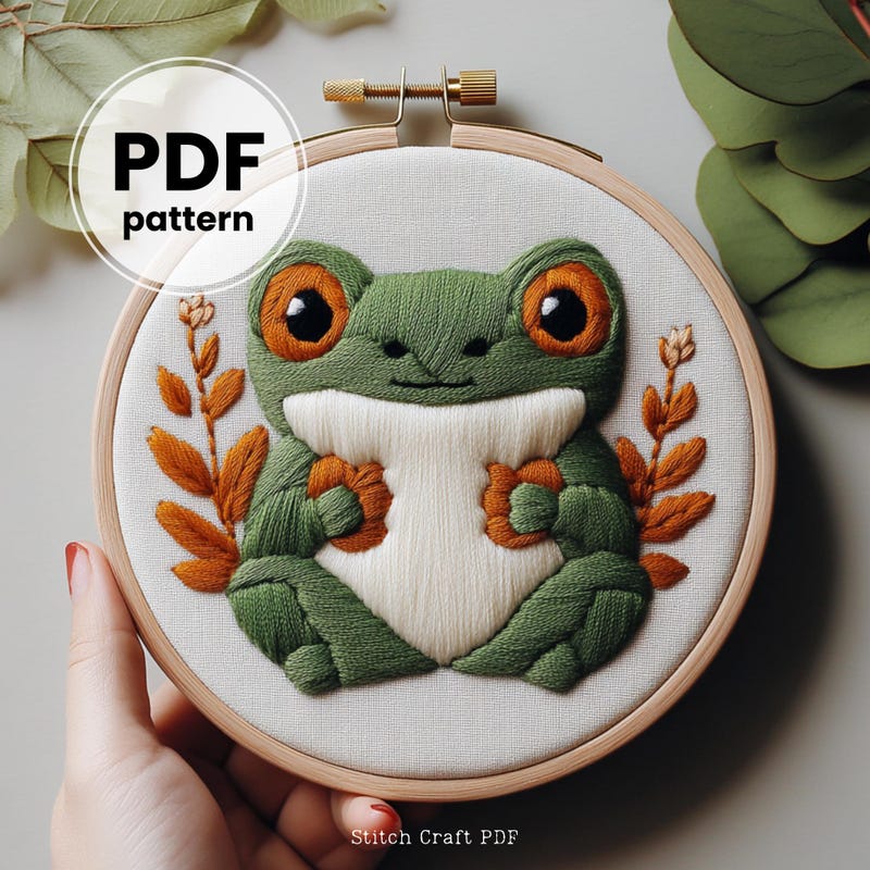 Frog Embroidery - Etsy