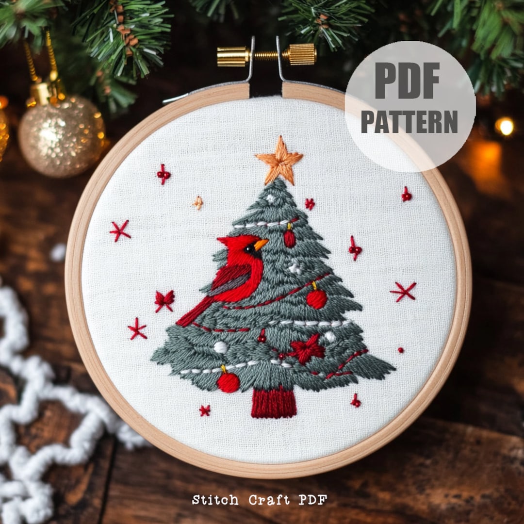 Simple Christmas Tree Embroidery Pattern, PDF Pattern, Christmas ...