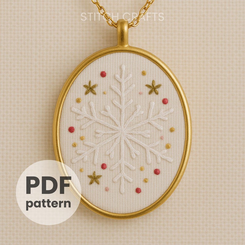 Snowflake Hand Embroidery PDF Pattern Pendant Winter Jewelry - Etsy
