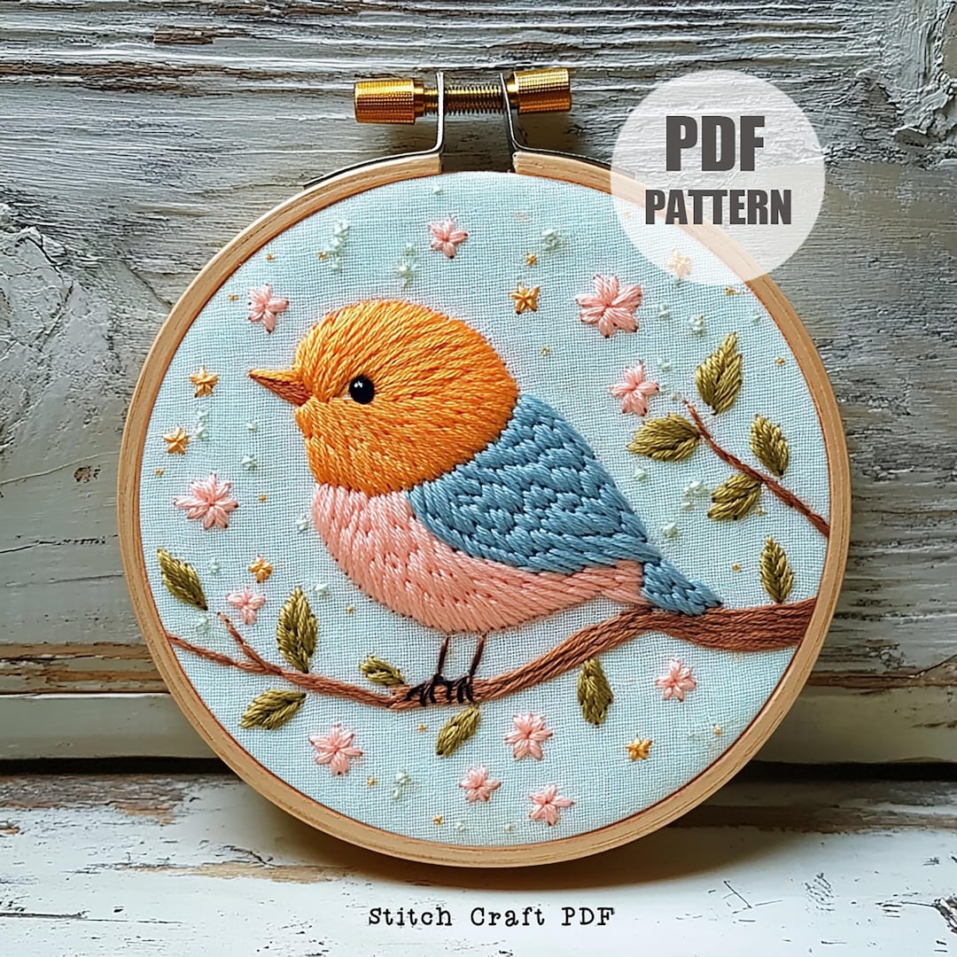 Cute Bird Embroidery Pattern, Baby Room Decor (PDF Pattern) - Etsy