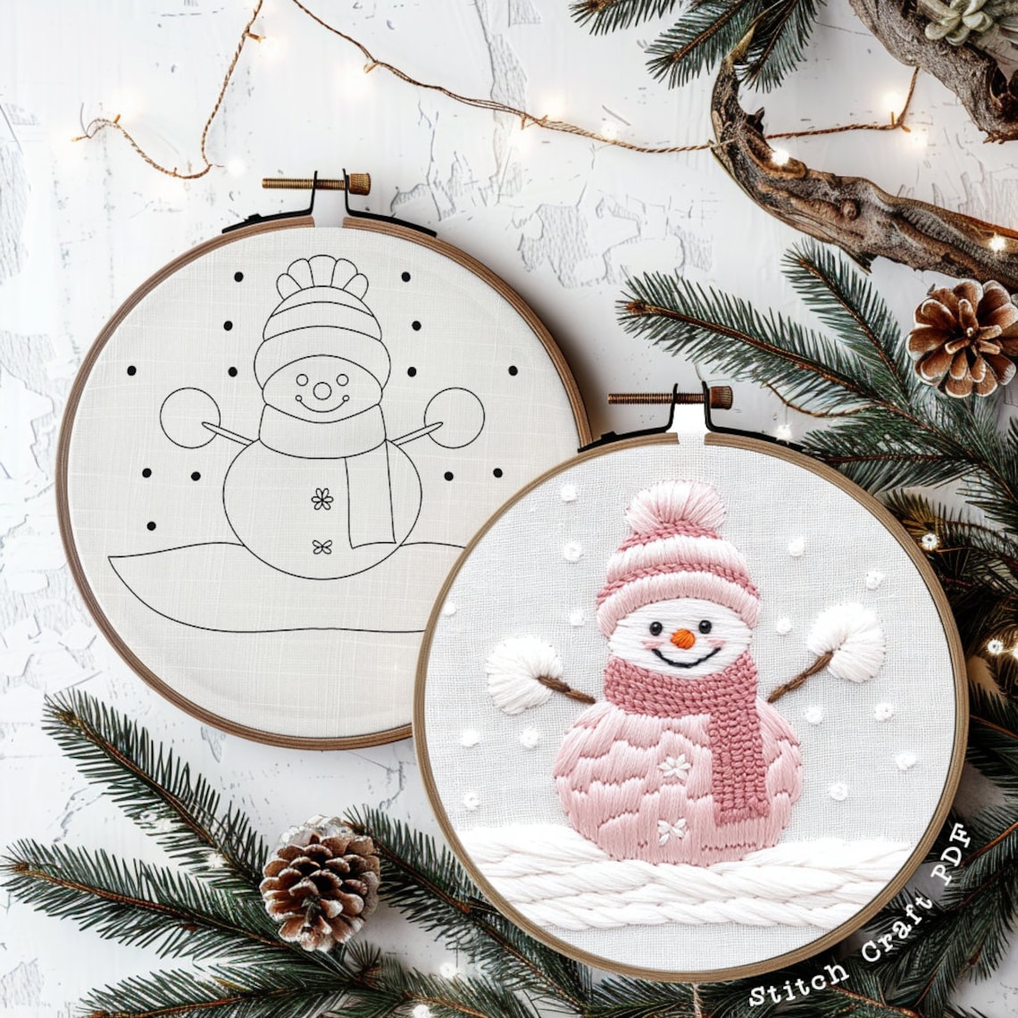 Snowman Hand Embroidery Pattern, Instant Download, Beginner Embroidery ...