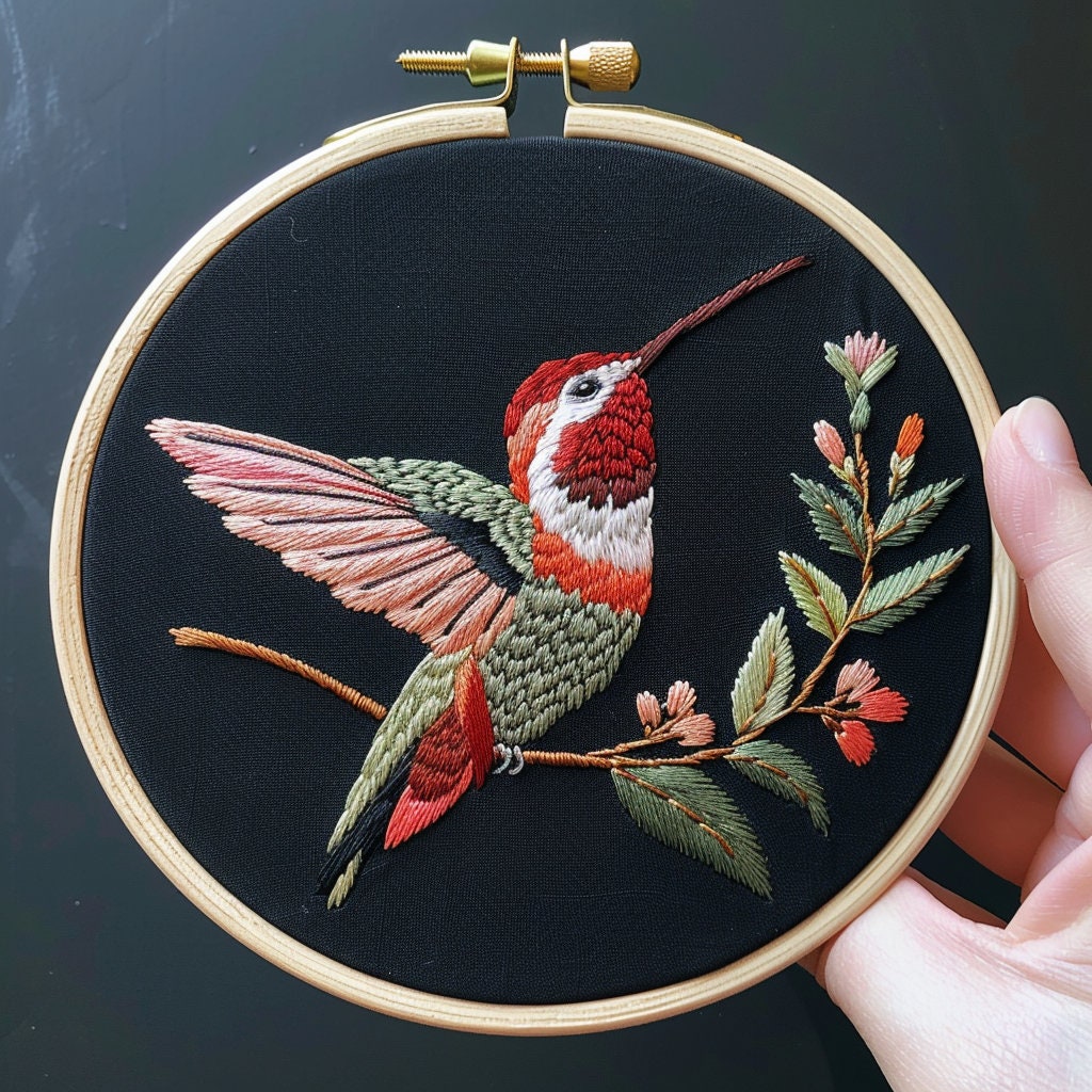 Hummingbird Embroidery Pattern, Instant Download, Bird Embroidery, Bird ...