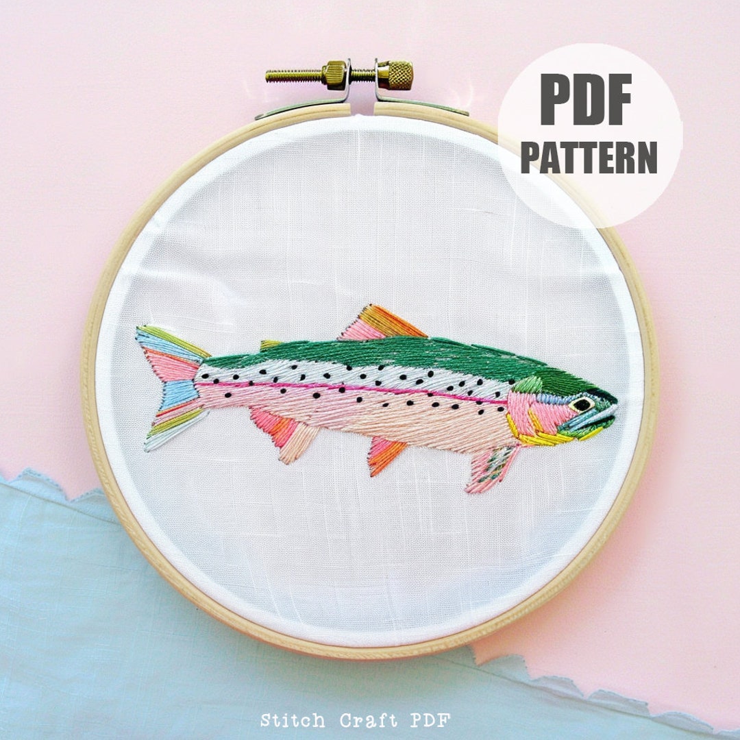 Fish Pattern, Sea World, Hand Embroidery Pattern, Instant Download ...