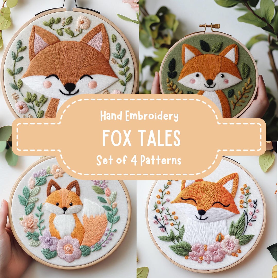Fox Tales Hand Embroidery, Beginners Friendly, Woodland Fox Embroidery ...