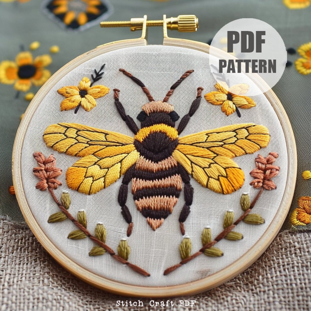 Honey Bee Embroidery Pattern, Bumble Bee Pattern, Bumble Bee, Bee Craft ...