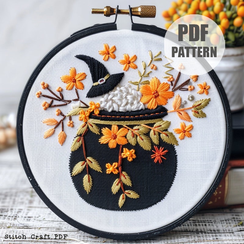 Witch Embroidery Pattern - Etsy
