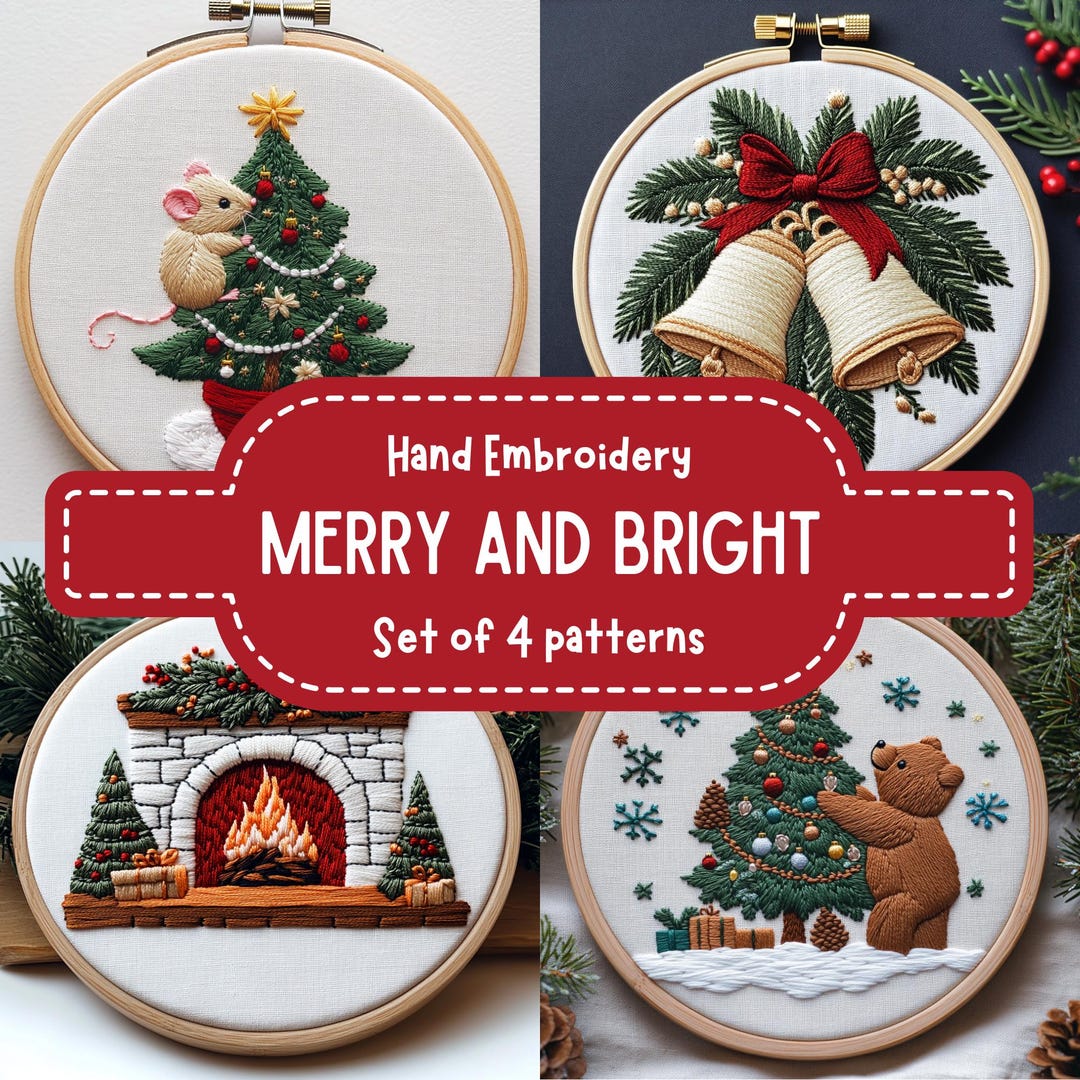 Christmas Hand Embroidery, PDF Pattern, Snowman Santa Sloth Elf ...